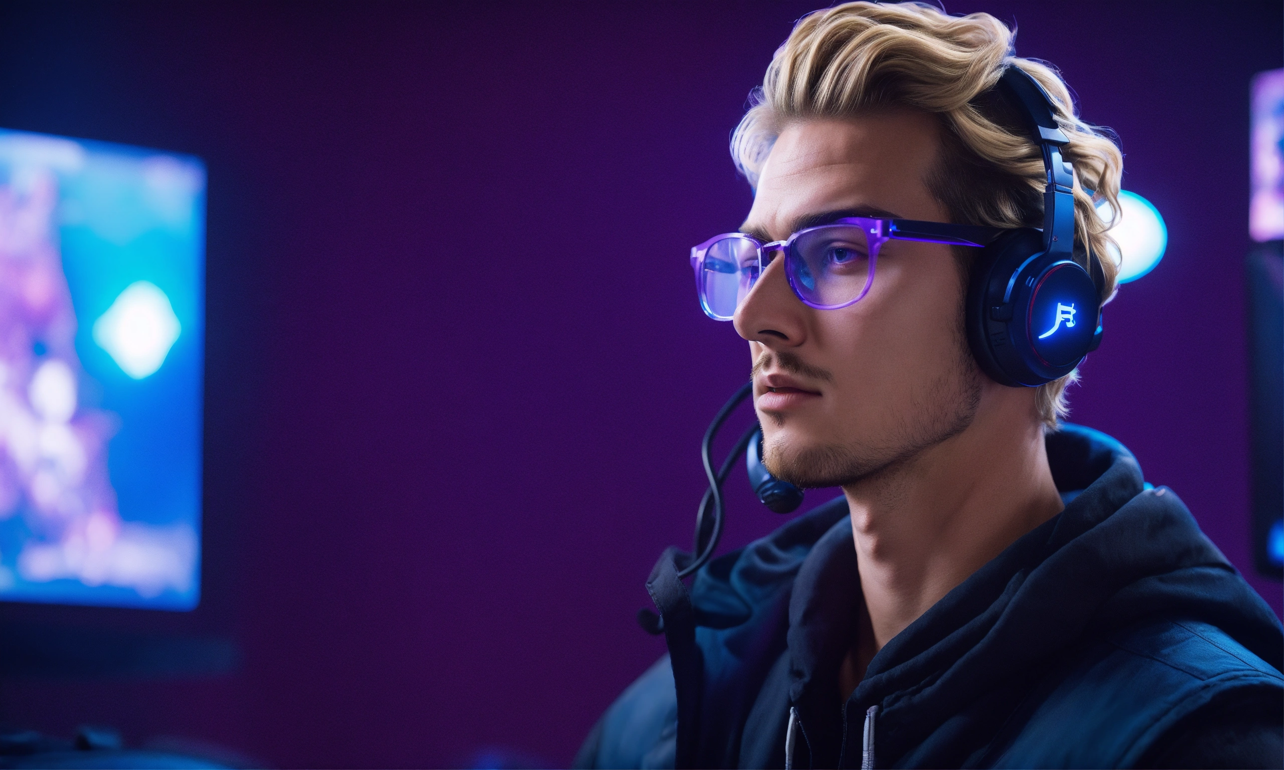 Lexica - A male gaming streamer, blonde hair, clean shaved, short wavy ...