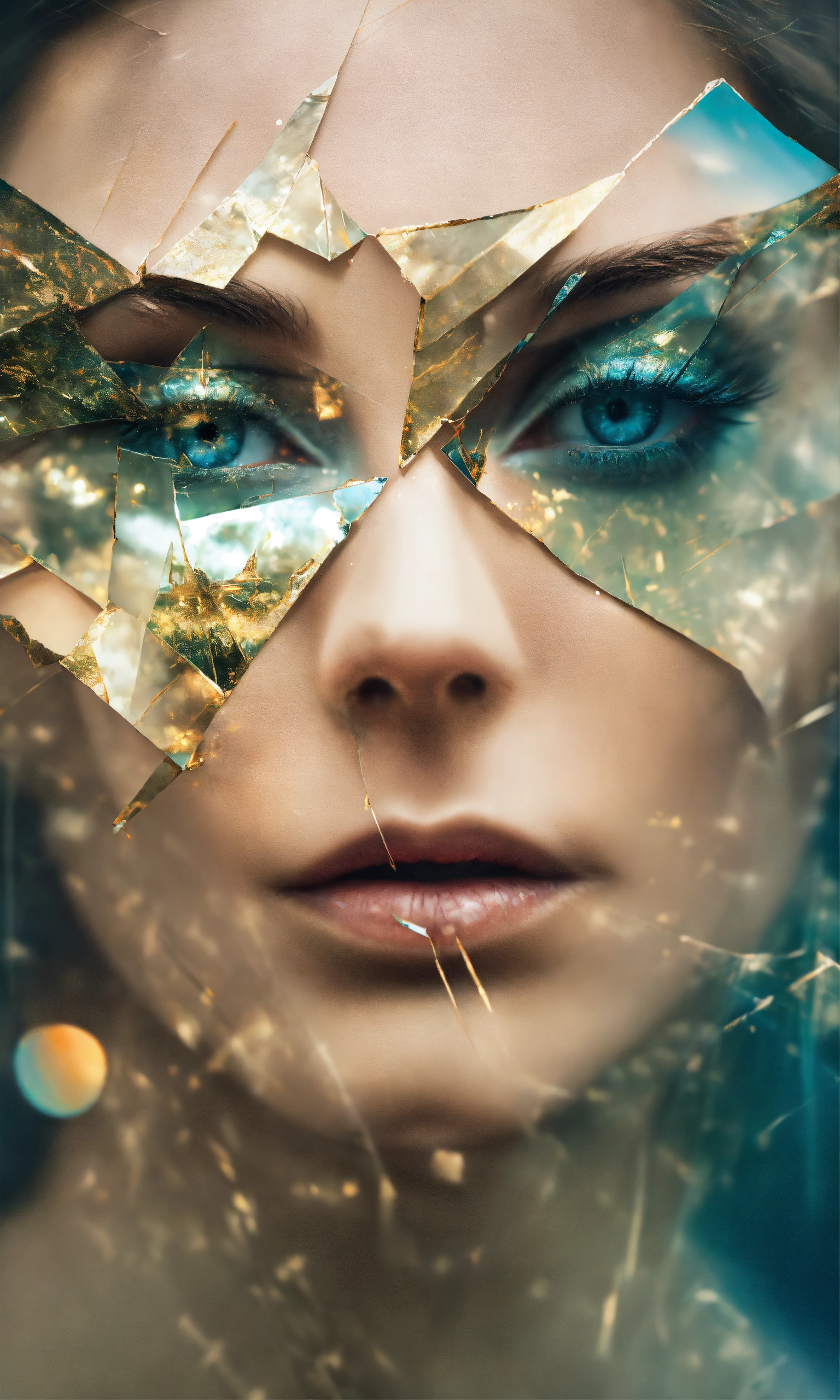 Lexica - Double Exposure photo, featuring eye, shattered mirror effect ...