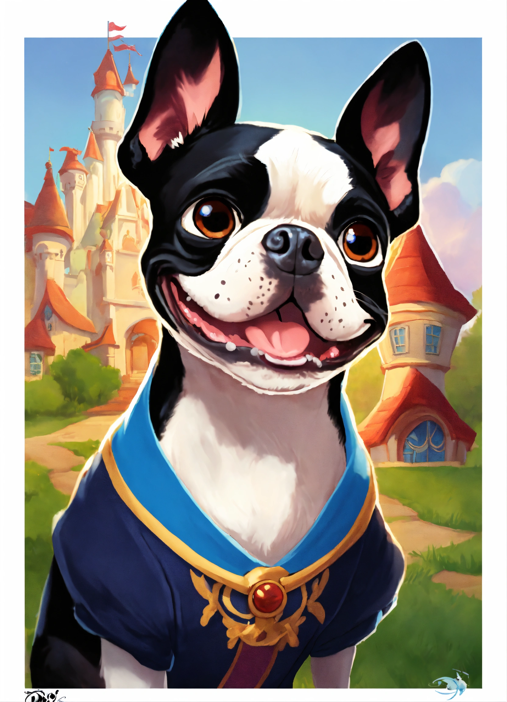 Lexica - A cute boston terrier dog as a disney movie character