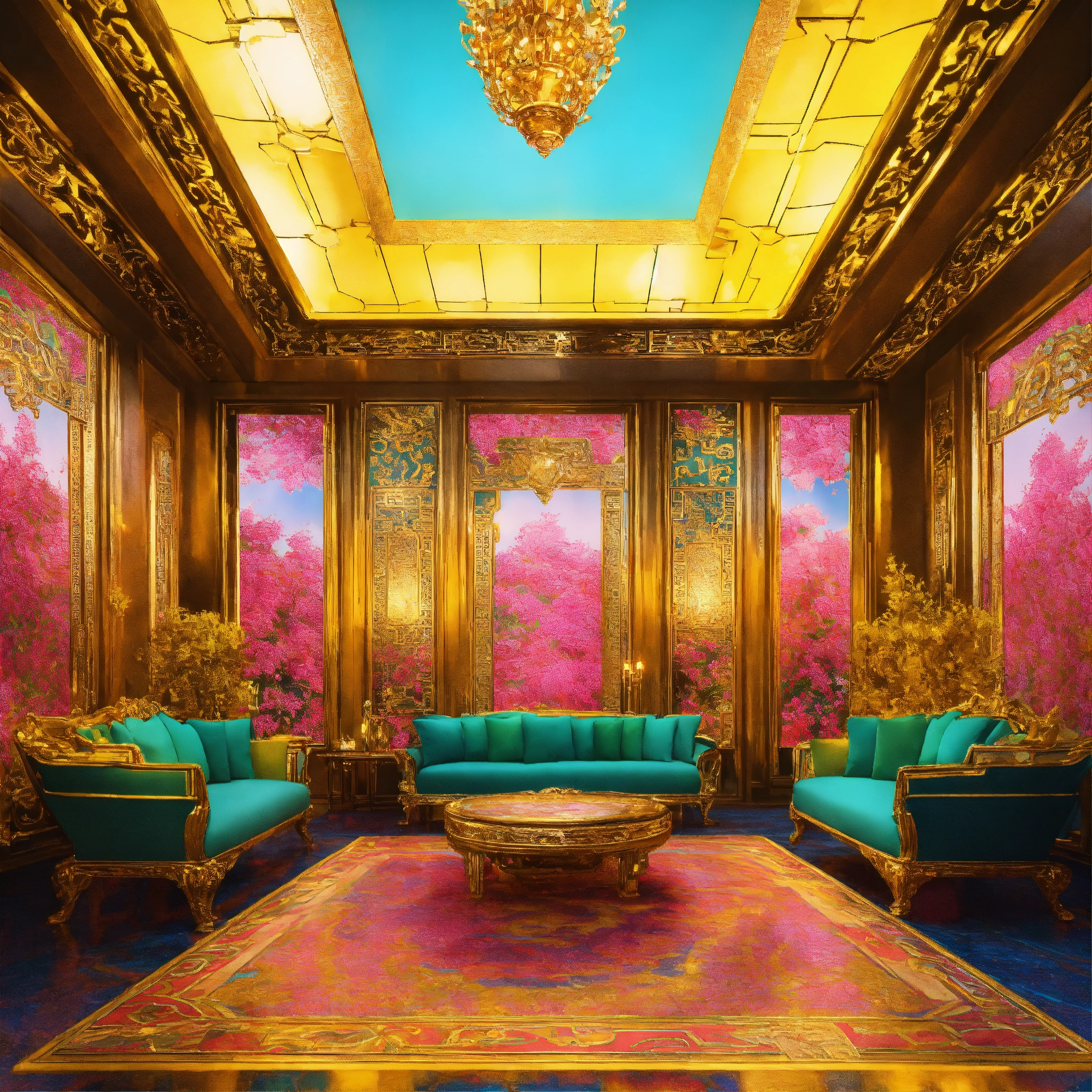 Lexica - Futuristic beautiful Chinese palace interior sitting room ...