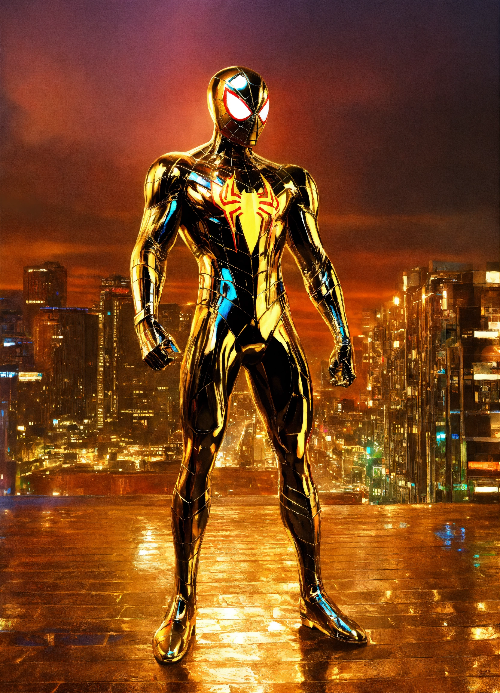 Lexica - Chrome and gold spiderman god rainbow