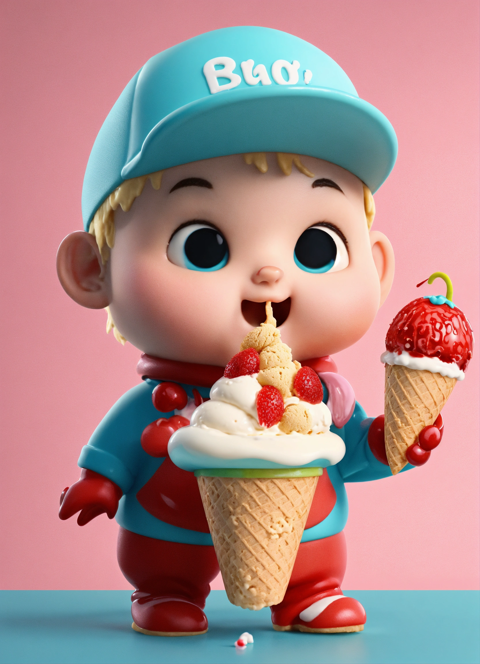 Lexica - A cute 3D craw character eating ice-cream, charming, adorable ...
