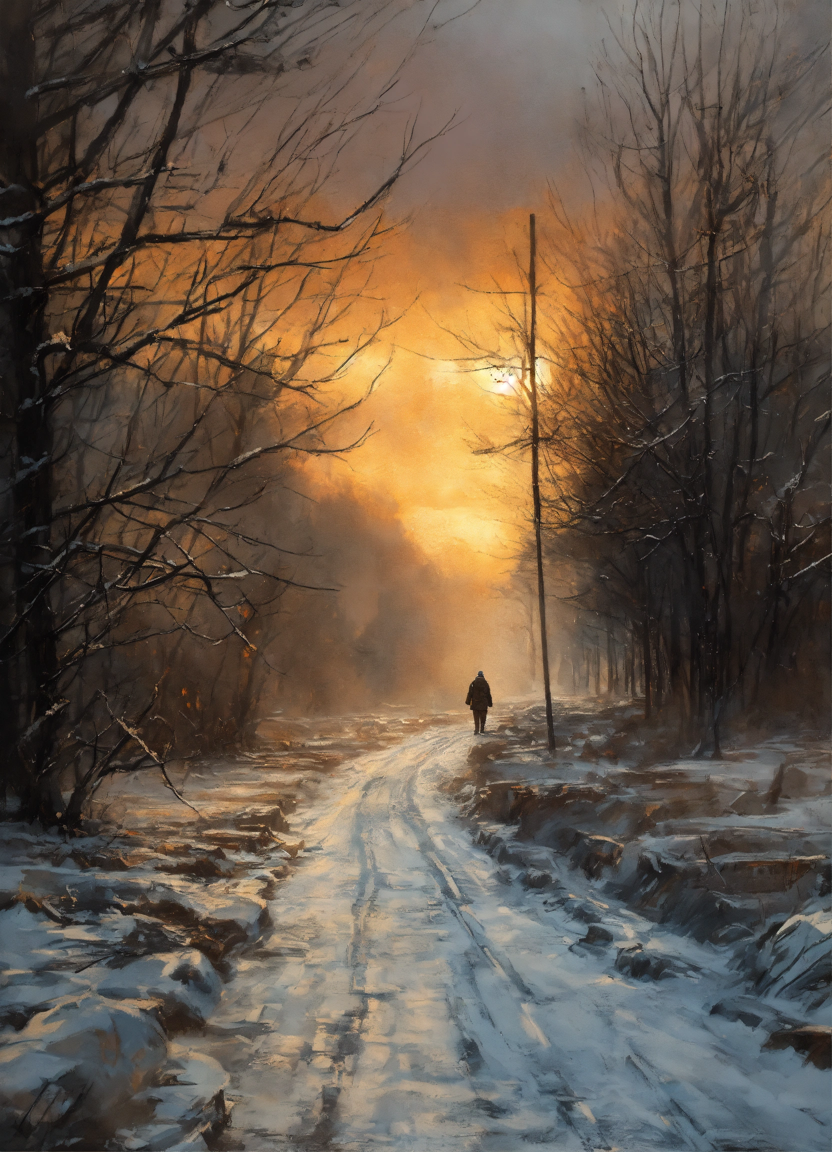 Lexica - The scene in Tarkovsky movie Stalker, winter, Ink, trending on ...