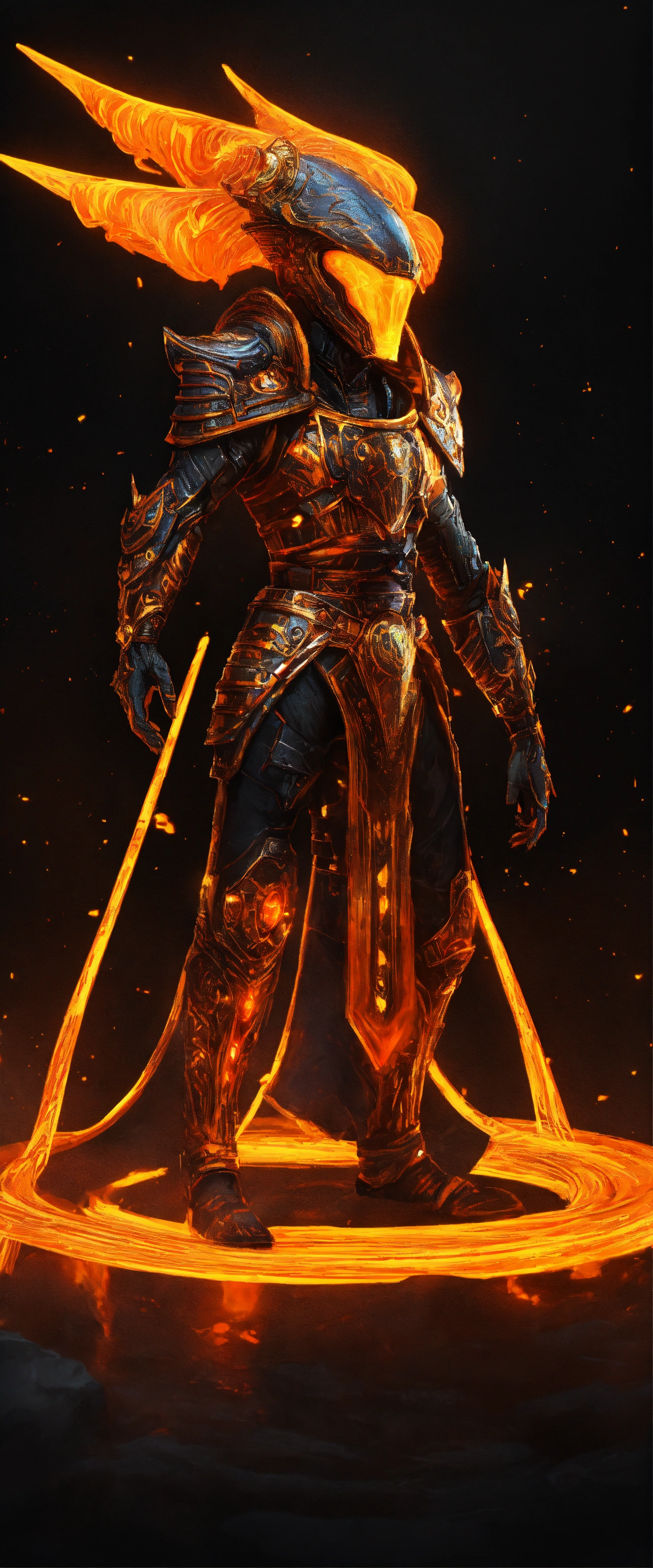 Lexica - Drawing of Alien warlord king with glowing orange energy ...