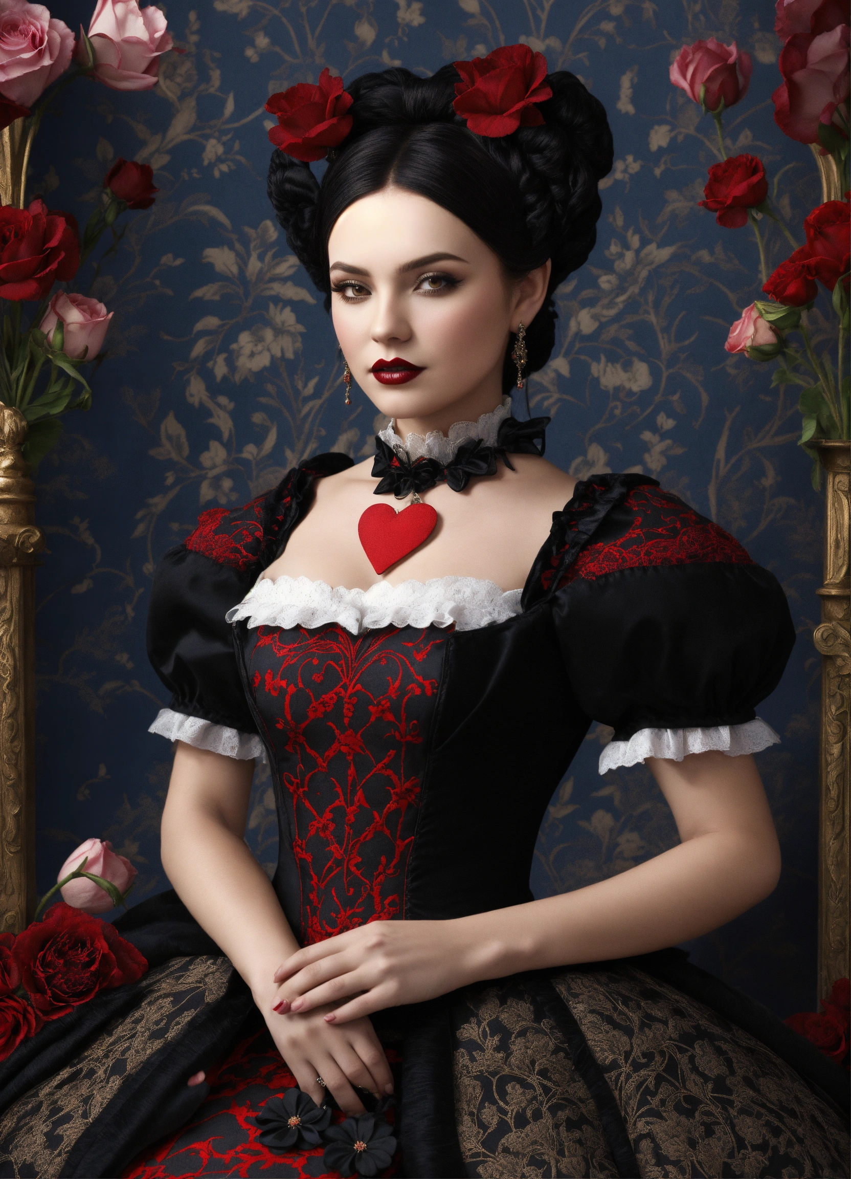 Lexica - Elaborate Gothic Wednesday Adams queen of hearts in an elegant ...