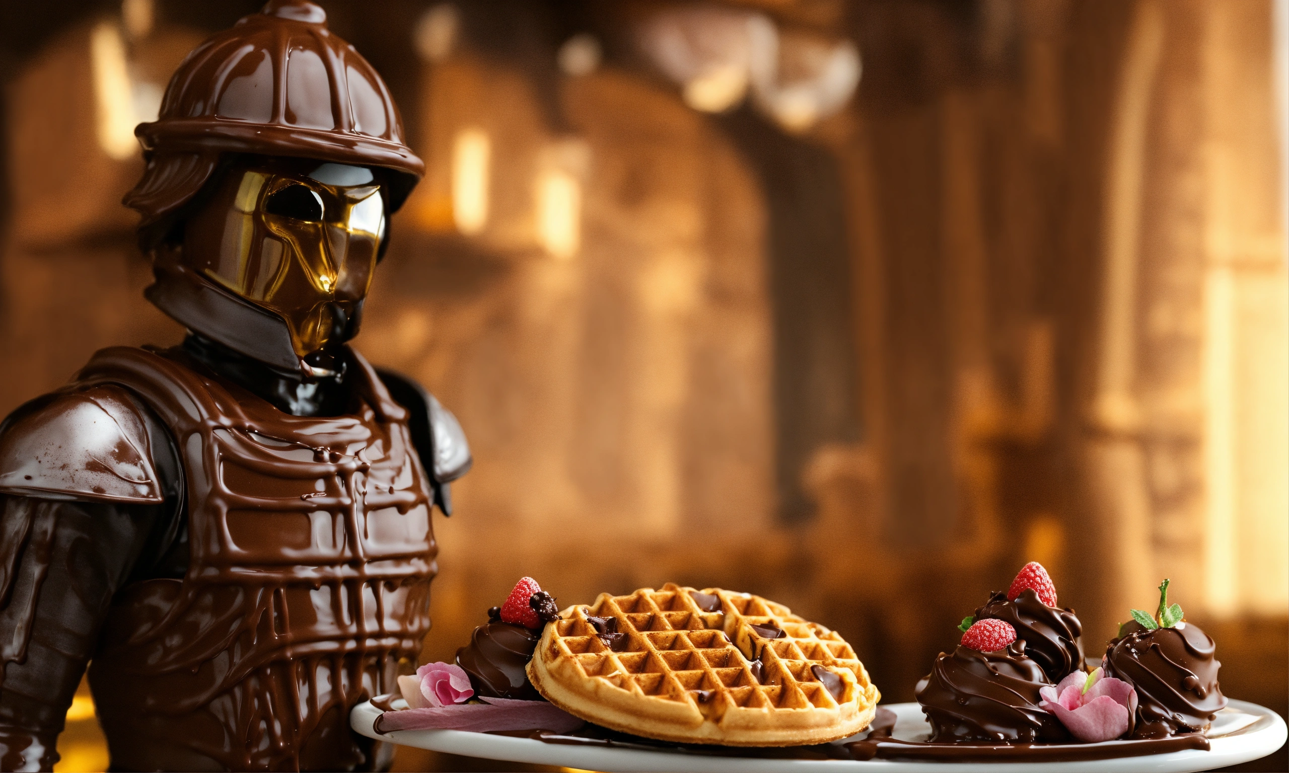 Lexica - A belgian waffle human with chocolate, extremely detailed