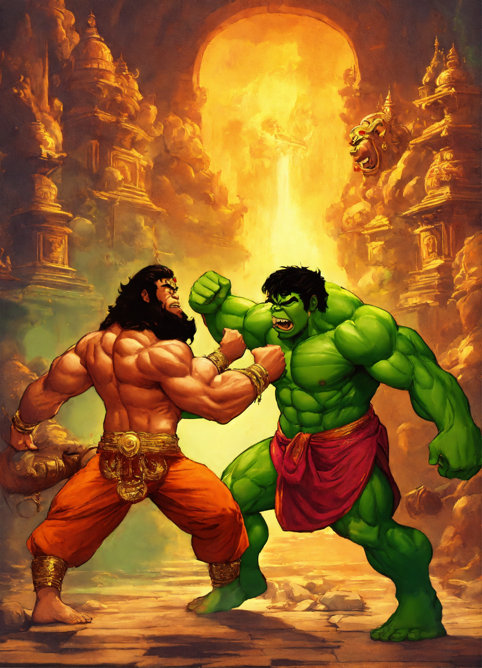 Lexica - Hanuman fighting with hulk