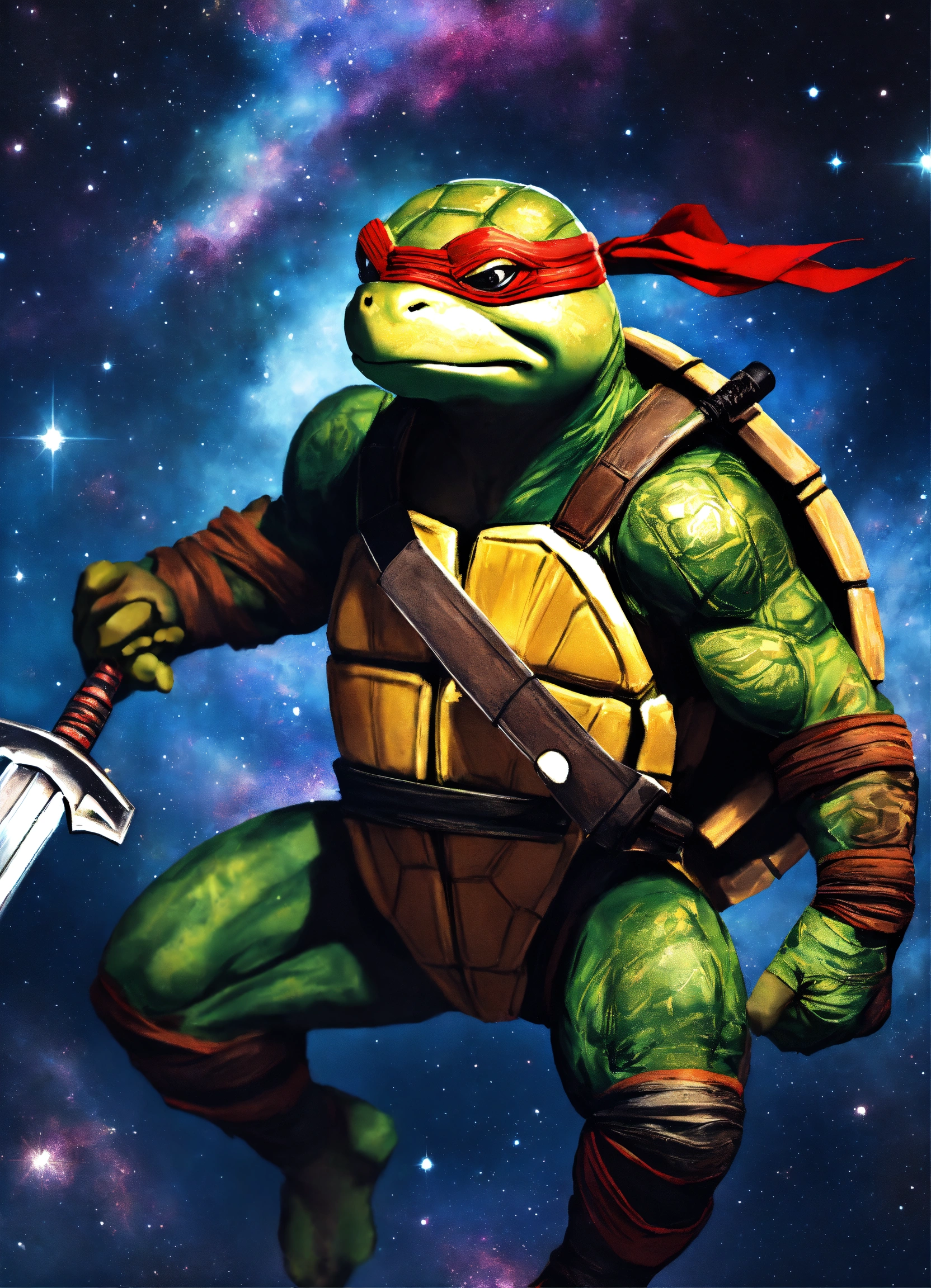 Lexica - A graceful ninja turtle with a sword in outer space