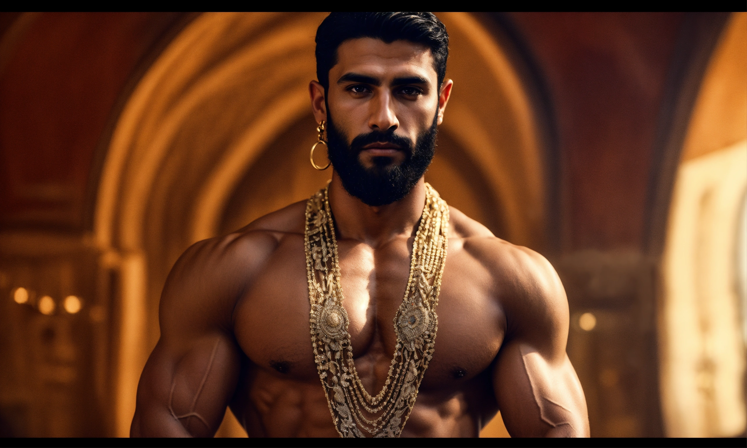 Lexica - Arab man in soft light,,mister olympia anatomy, broad muscle ...