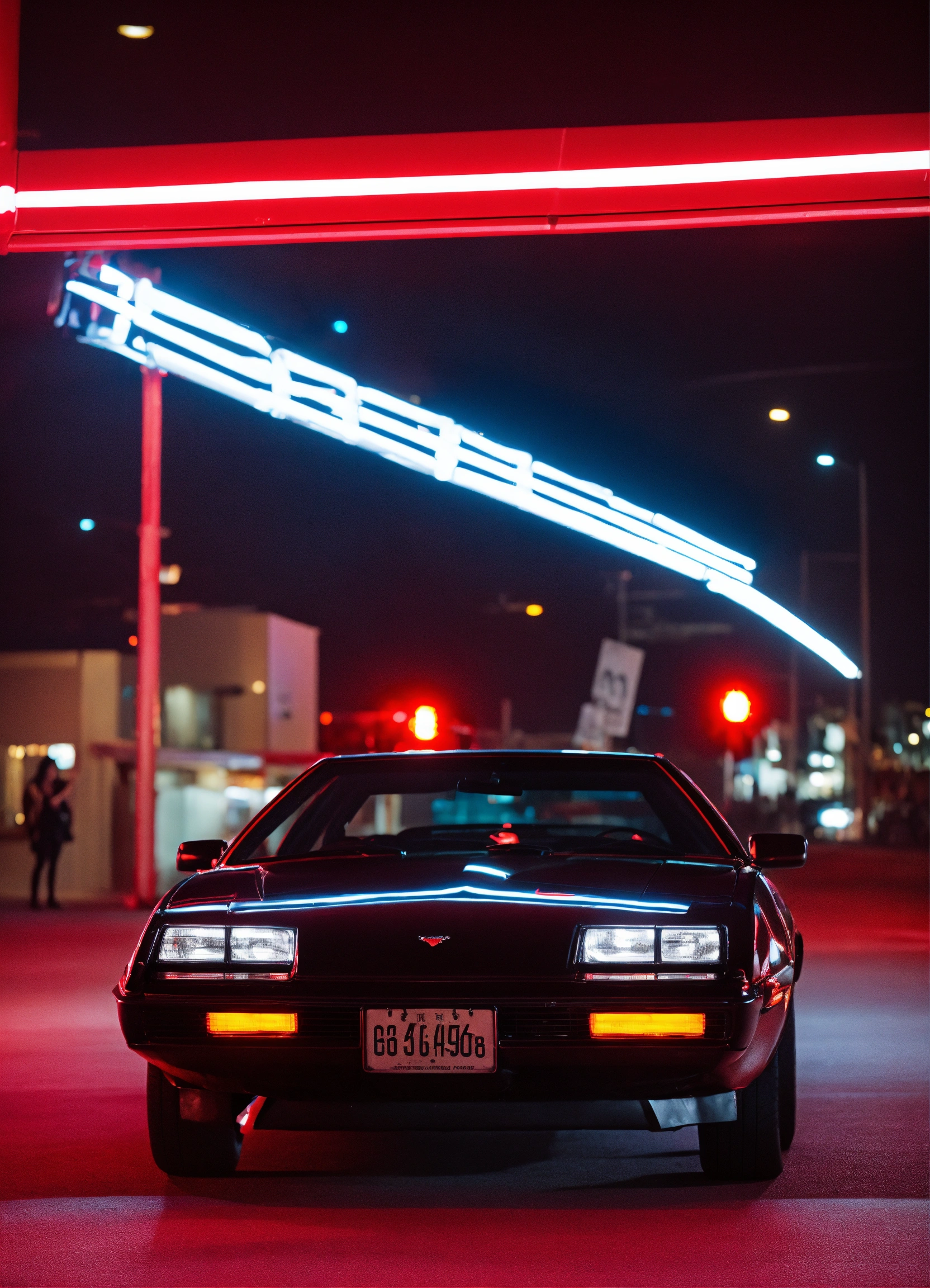 Lexica - Cats Knight Rider car cosplay KITT red light, black car