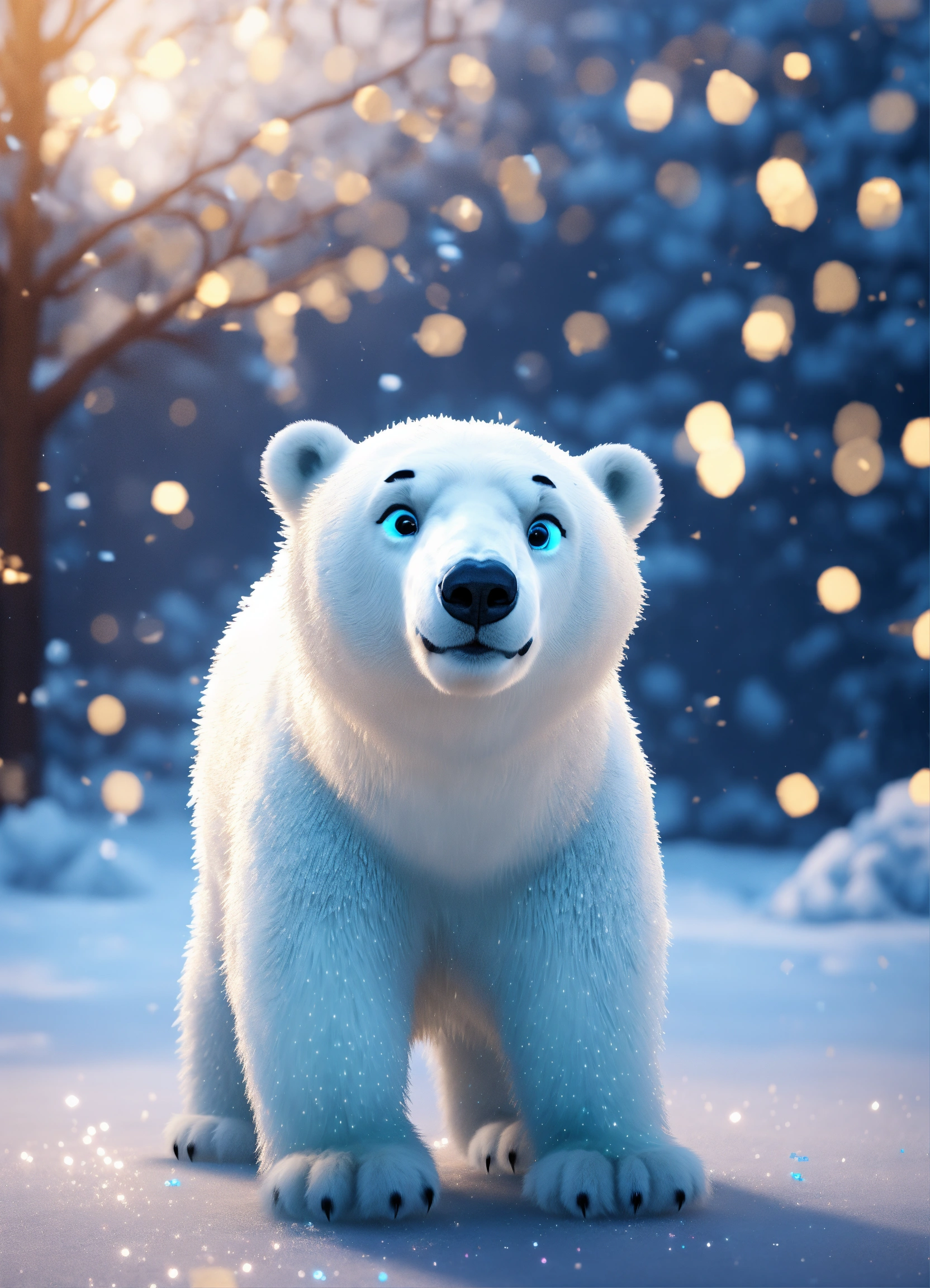 Lexica - Cartoon character a polar bear with sparkling blue eyes, a ...