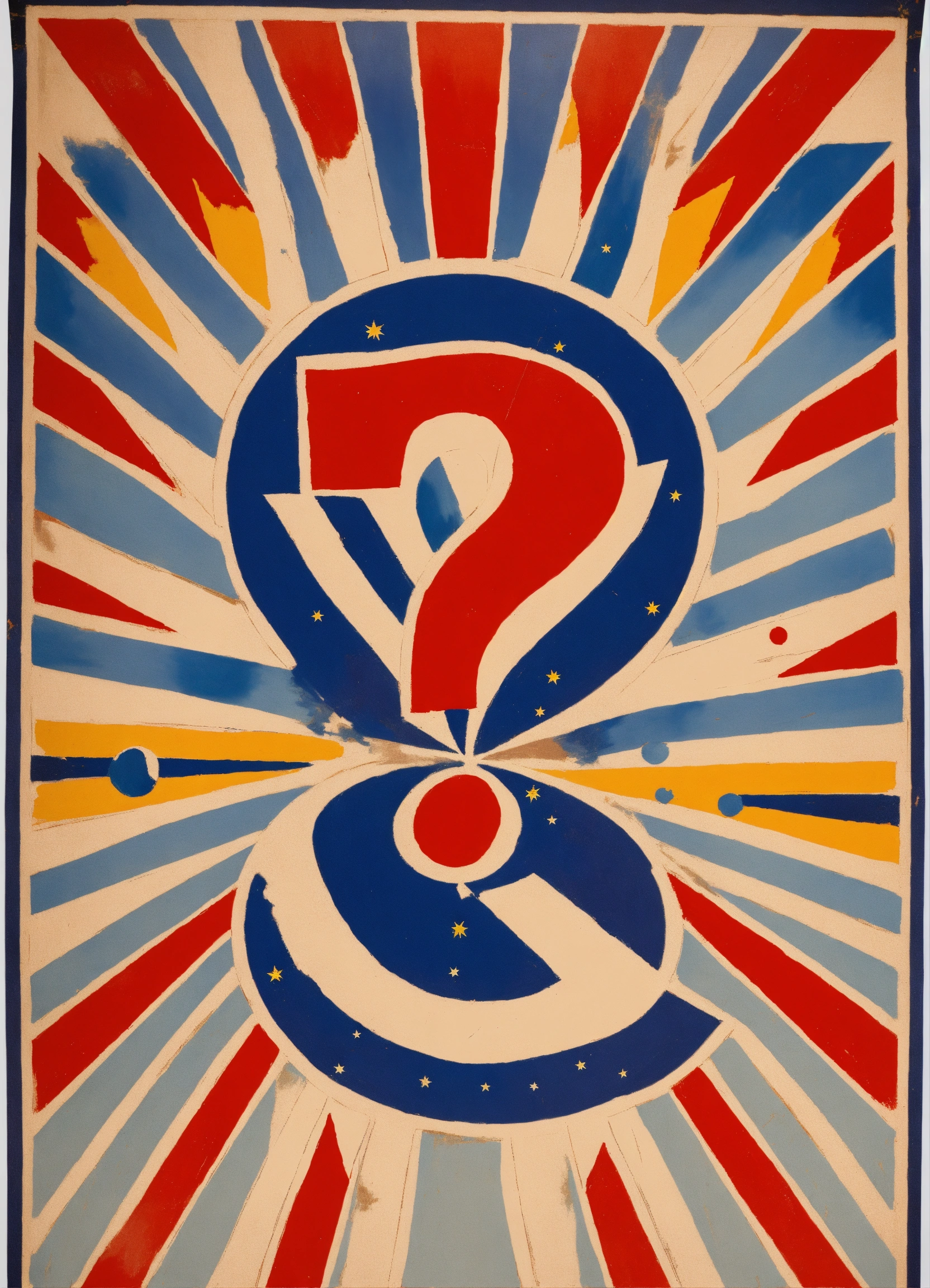 Lexica - 1930s circus poster of a question mark, starburst behind ...