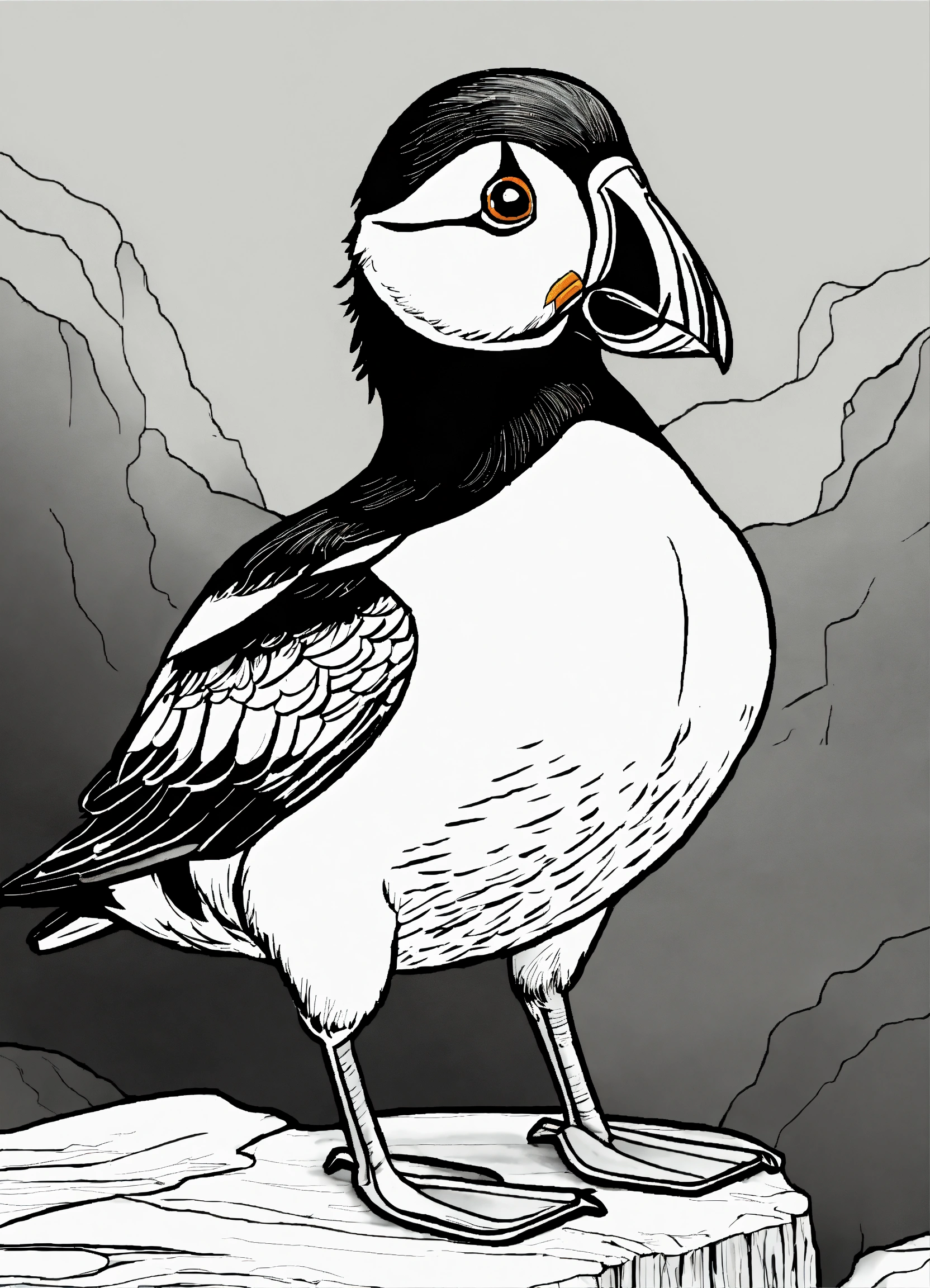 Lexica - Coloring page for kids, BLACK AND WHITE, Puffin, cartoon style ...