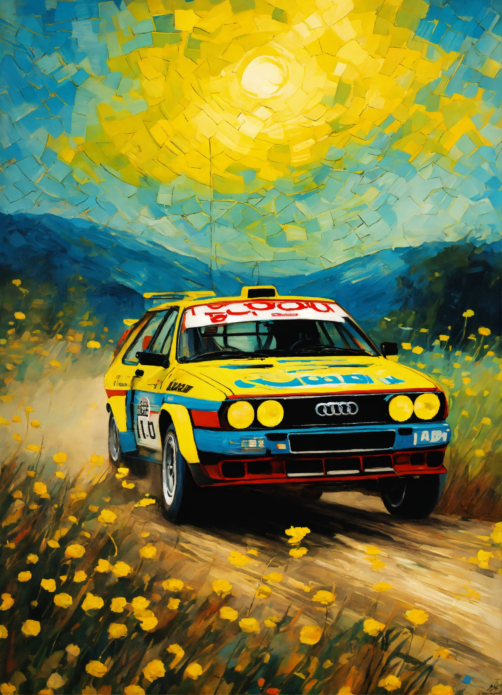Lexica - Audi sport quattro rally van gogh style painting