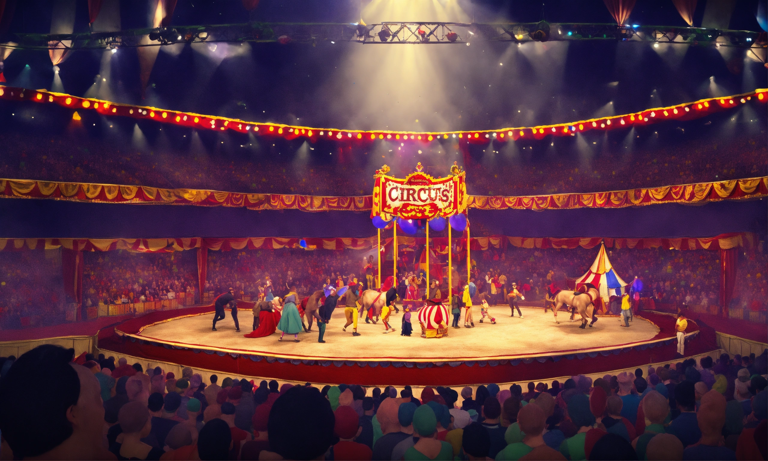 Lexica - Circus view with angry crowd animated