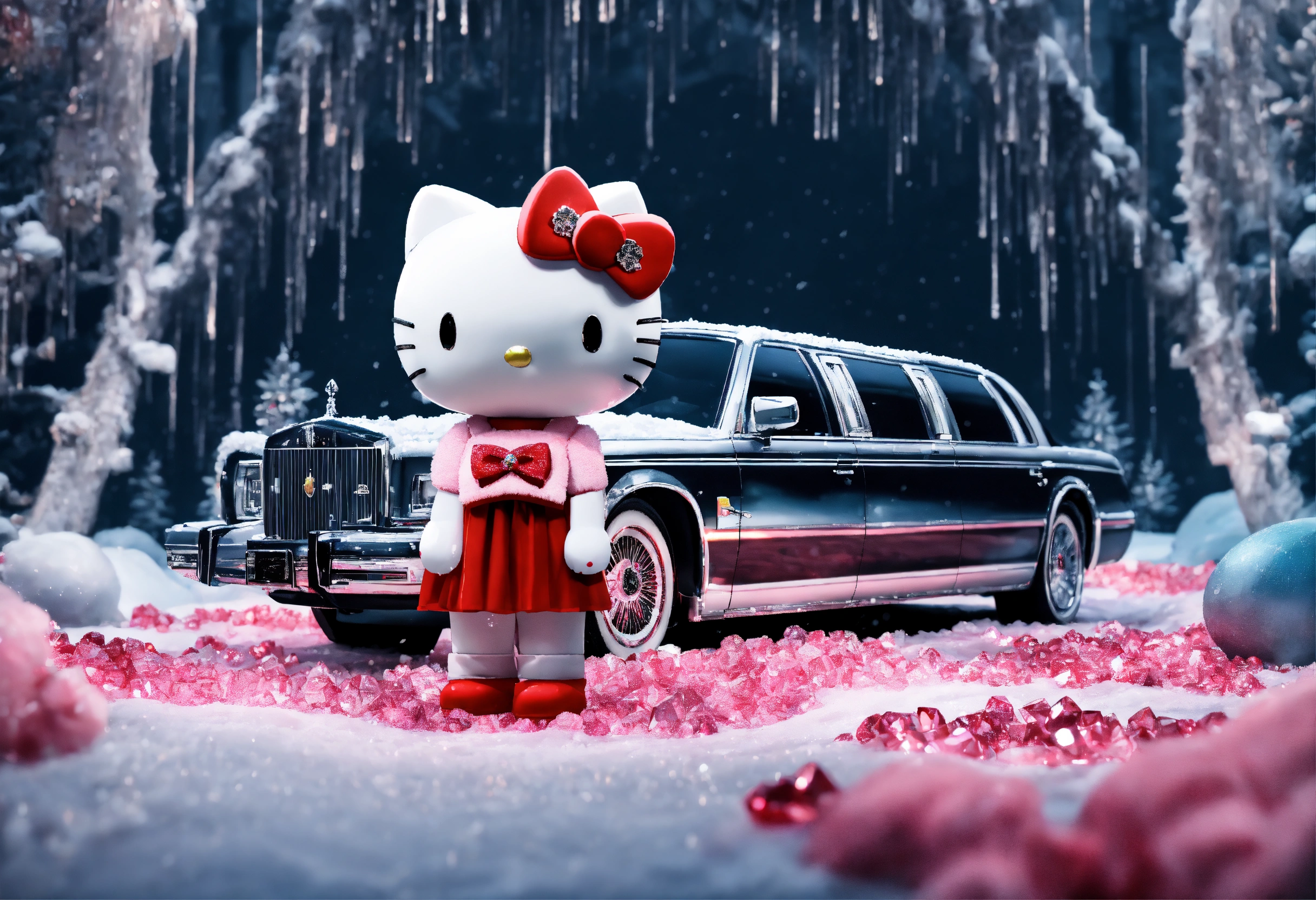 Lexica - Hello kitty dripping in crystals, luxury brands, standing in ...