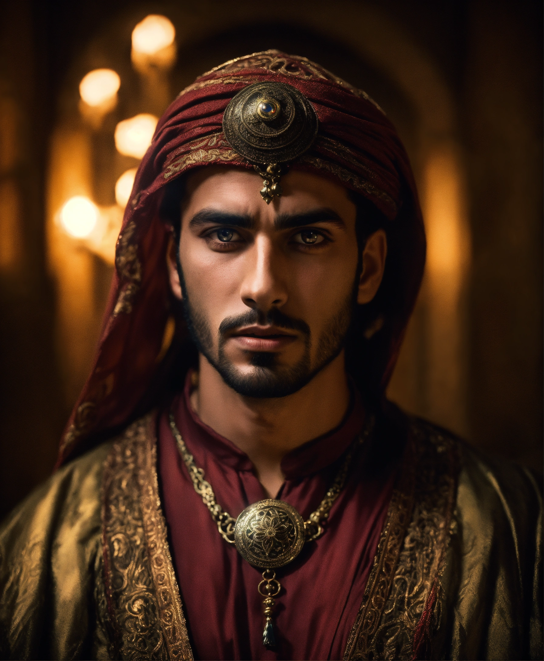 Lexica - Dramatic headshot of a young handsome, evil middle eastern ...