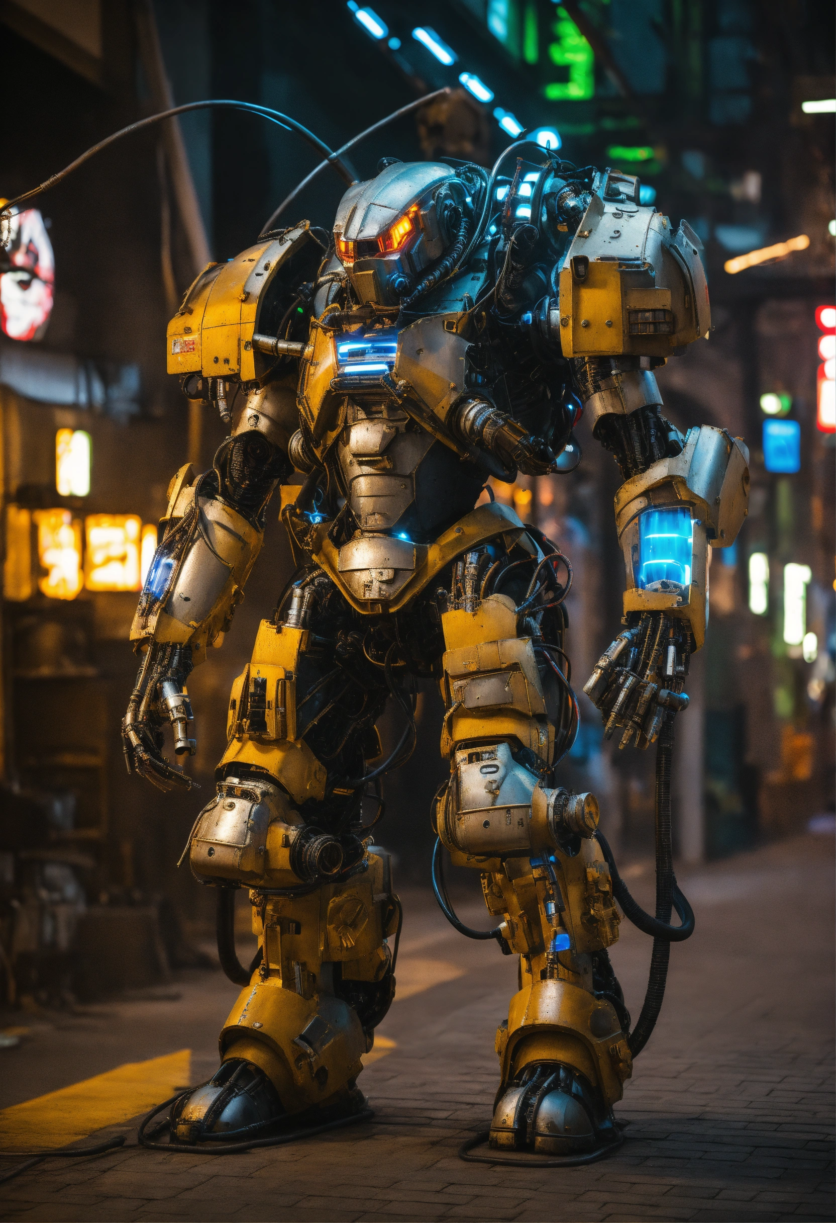 Lexica - Large cybernetic power armor with many cables and strong ...
