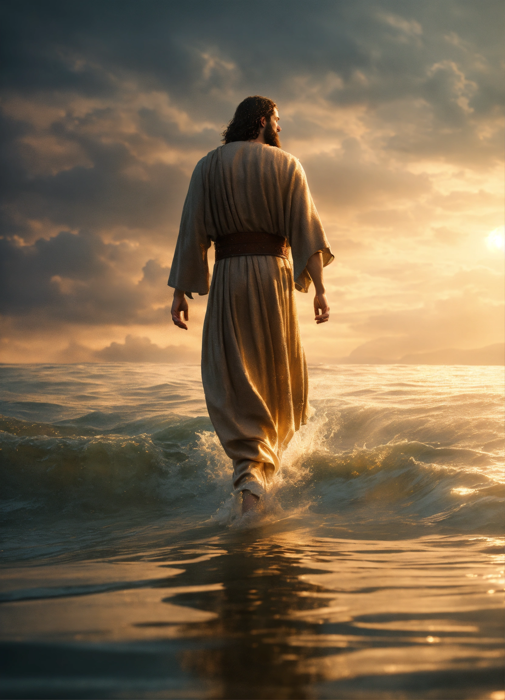 Lexica - Biblical story Peter walking on water to meet Jesus, perfect ...