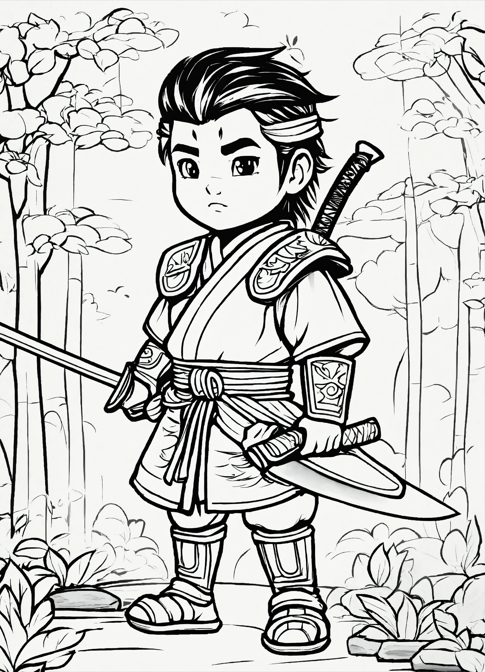 Lexica - Generate a cute LITTLE SAMURAI STUNNING COVERPAGE illustration ...