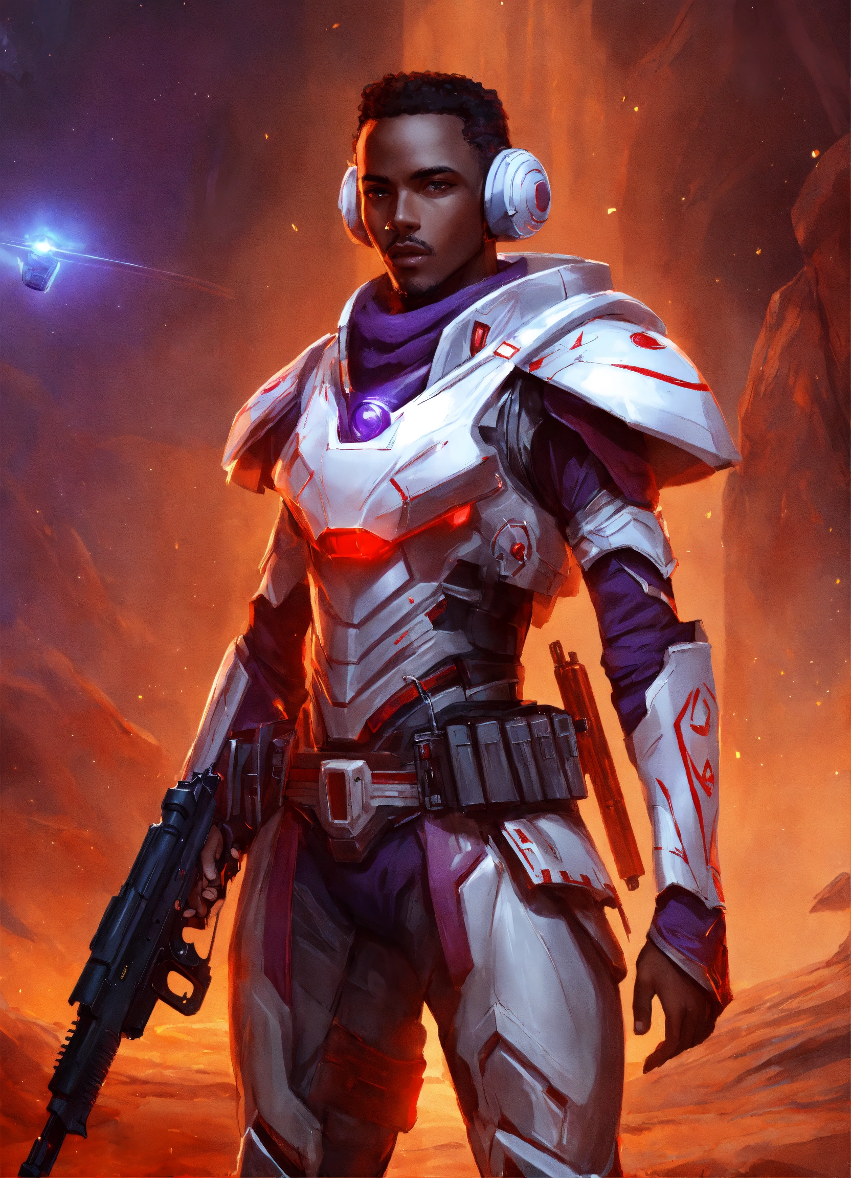 Lexica - High elf sci fi Ethiopian soldier wearing heavy sci fi armor ...