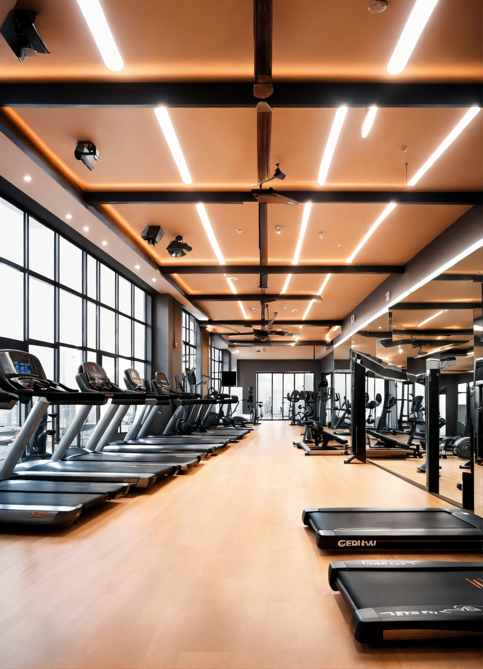 Lexica - Design of a gym with all heavy equipments and mirrors and good ...