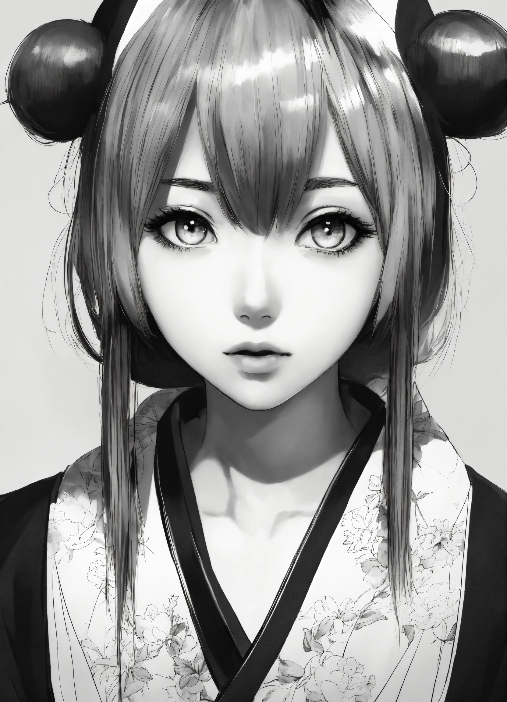 Lexica - Black and white japaneese girl portrait anime style