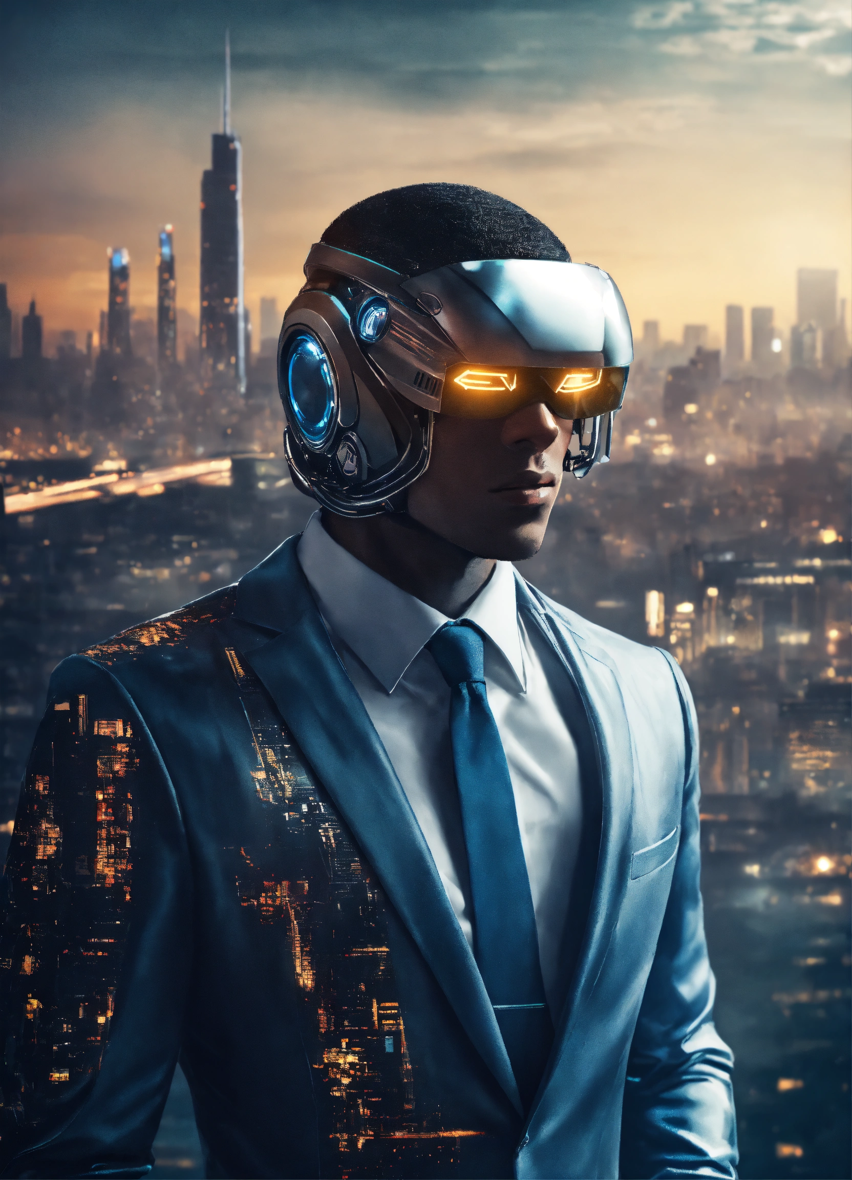 Lexica - Beautiful futuristic men Cyborg wear with an élégant suit and ...