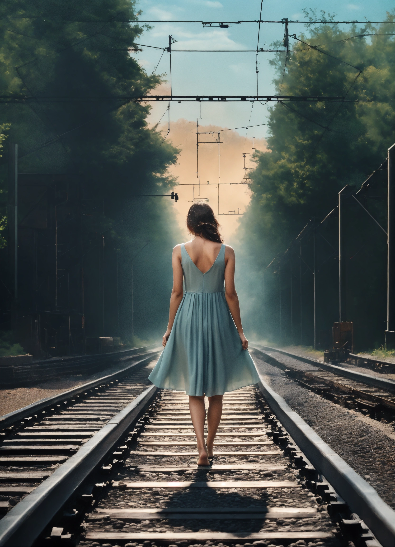Lexica - A beautiful poster of a drama movie. On the railway tracks ...