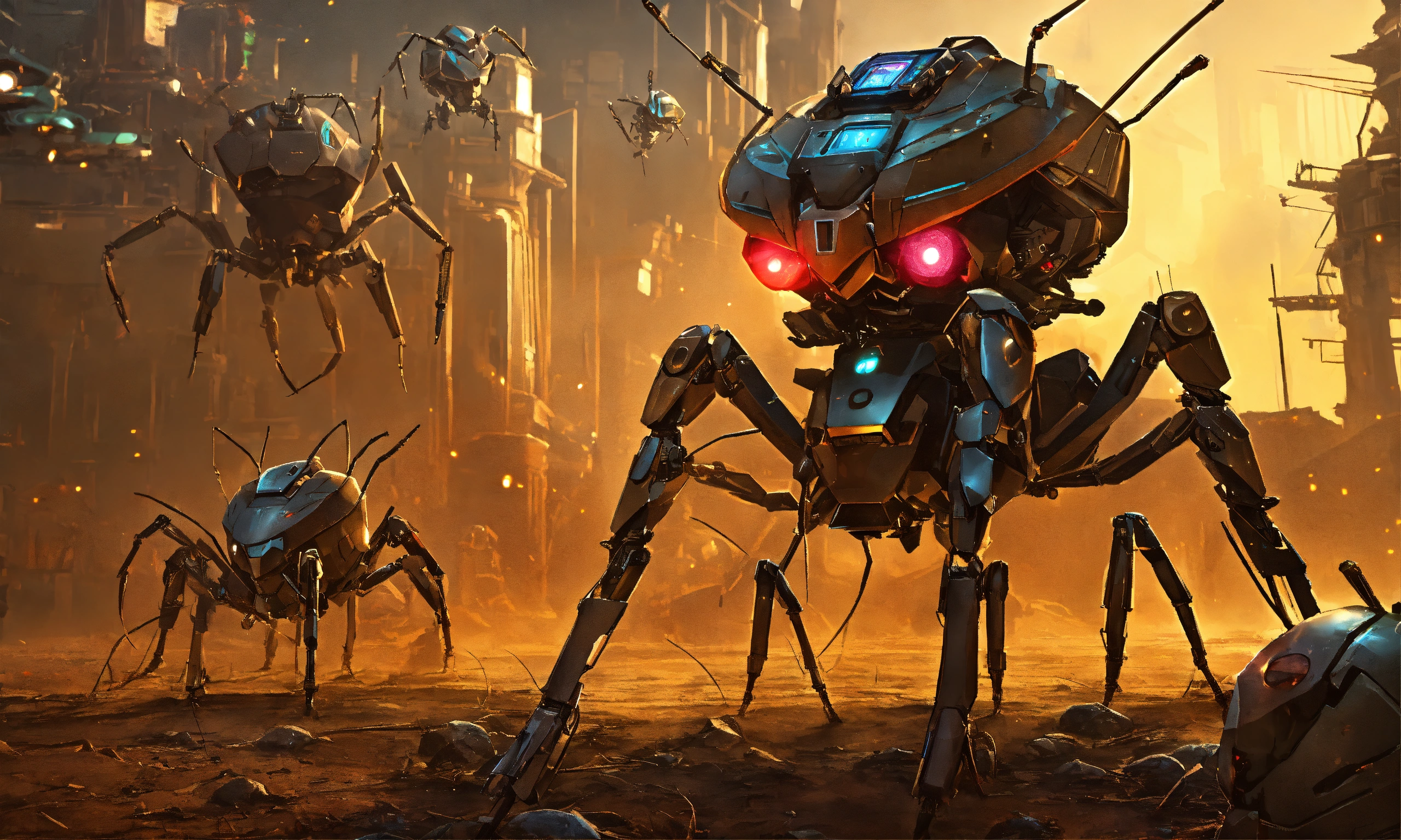 Lexica - Swarms of large evil ant faced robots with armored spider like ...