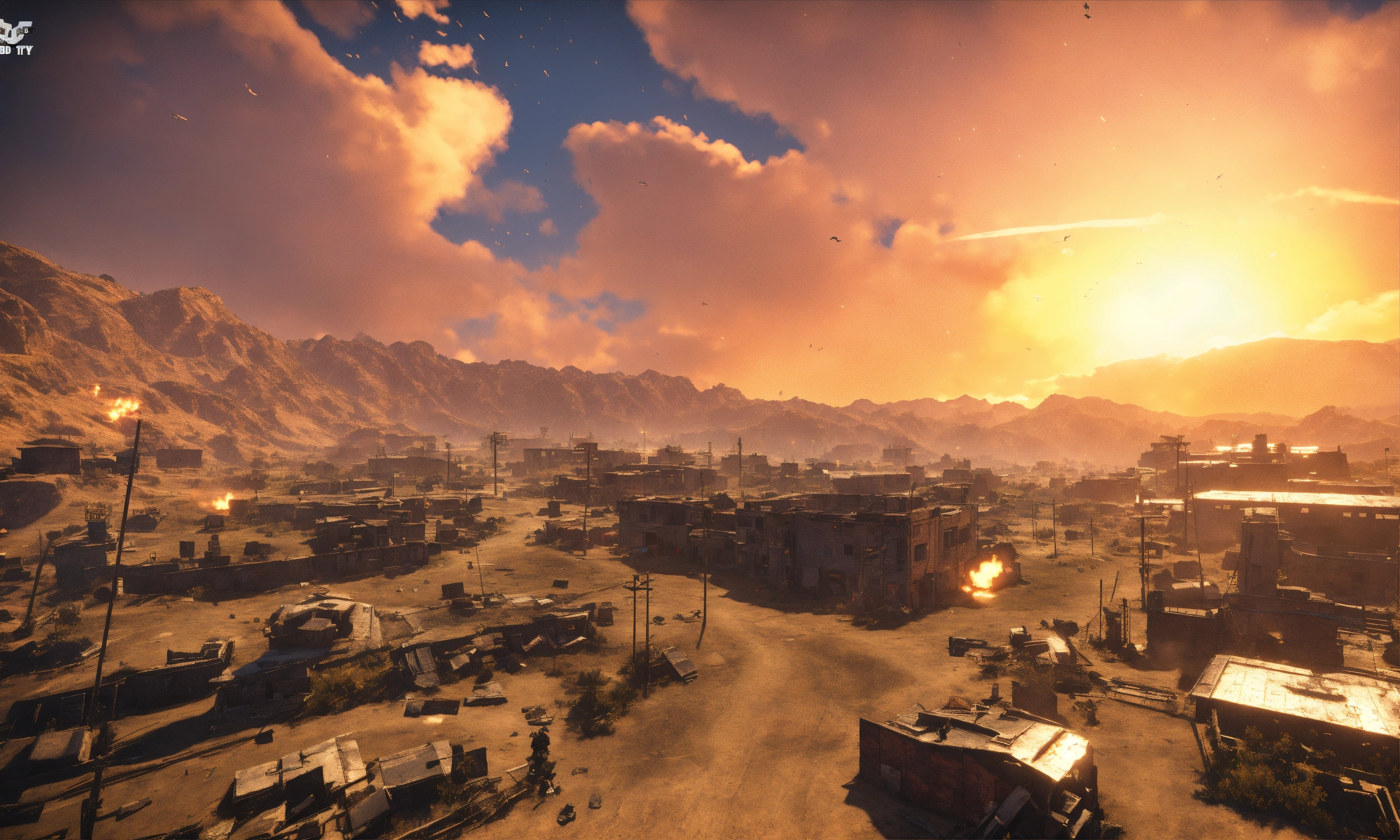 Lexica - Warzone call of duty map, blue sky, bright 4k