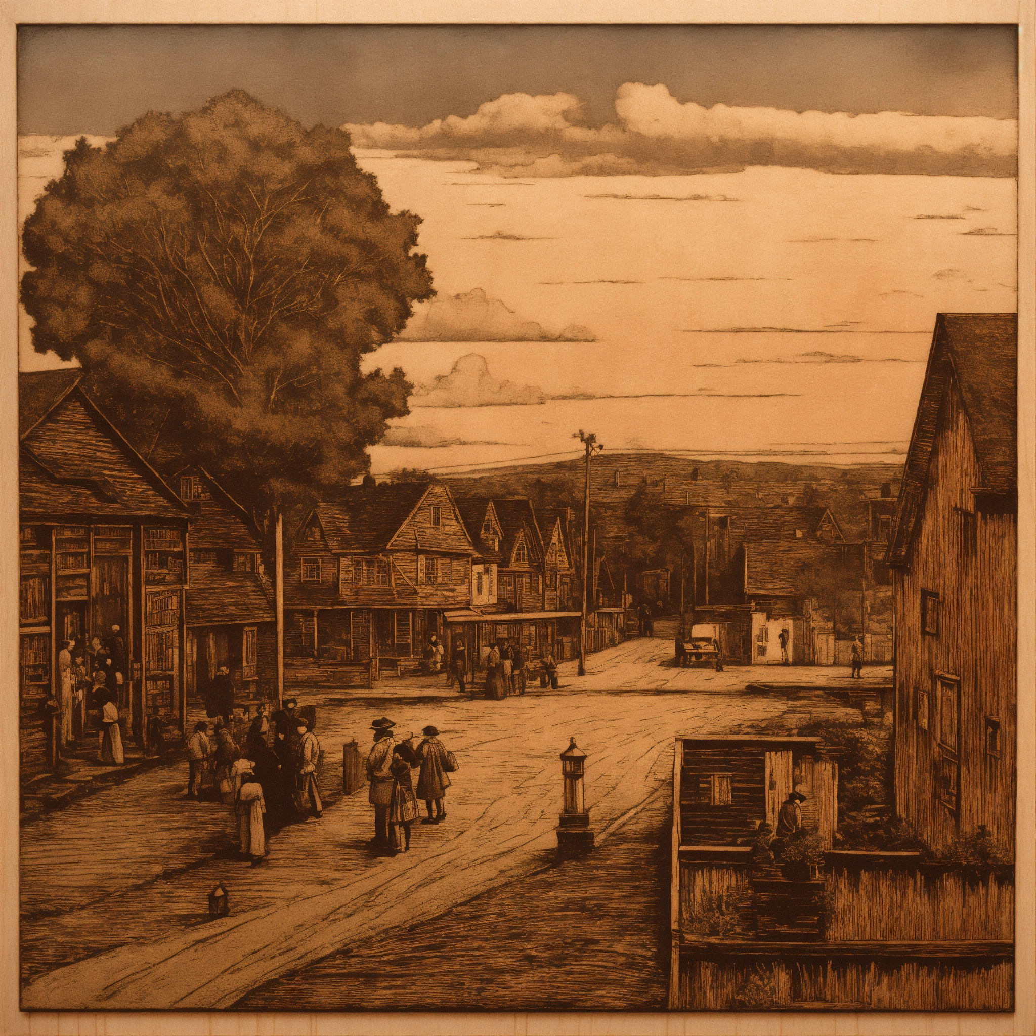 Lexica - In wood block etching style, in cool tones Smart people learn ...