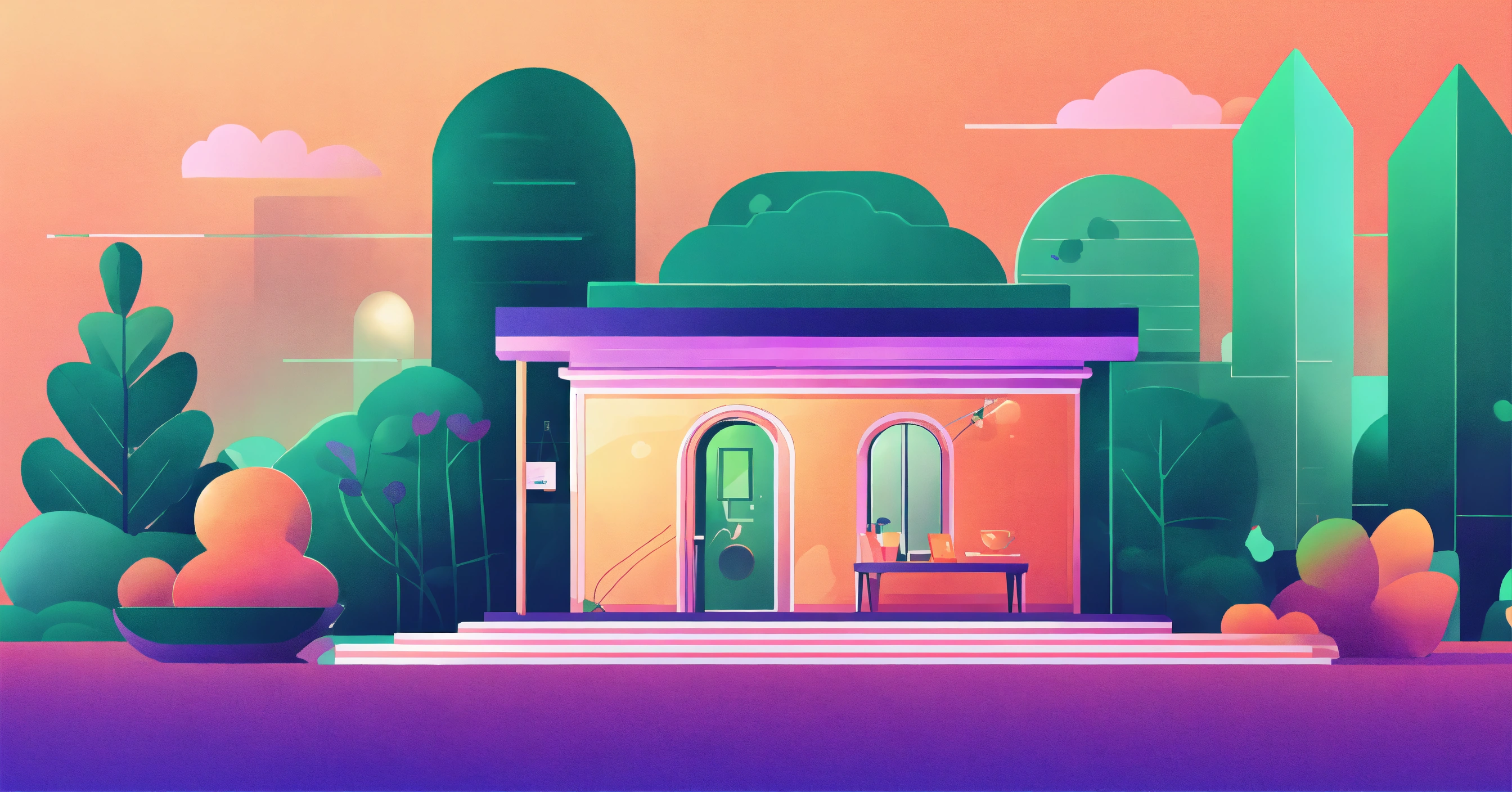 Lexica - Customer portal. simple flat gradient illustration. jade