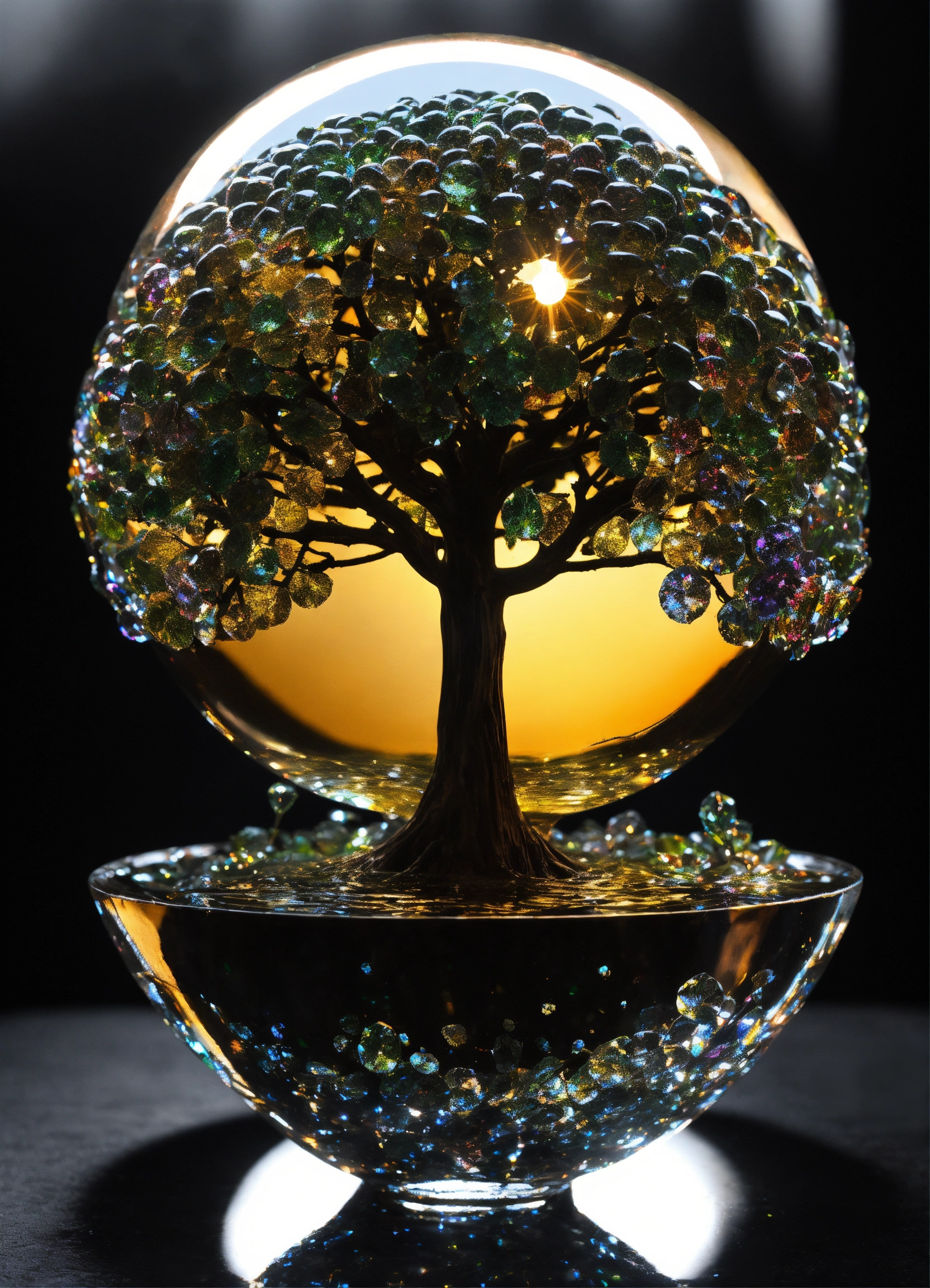 Lexica - Hyper realistic crystal apple tree with opaque sparkling ...