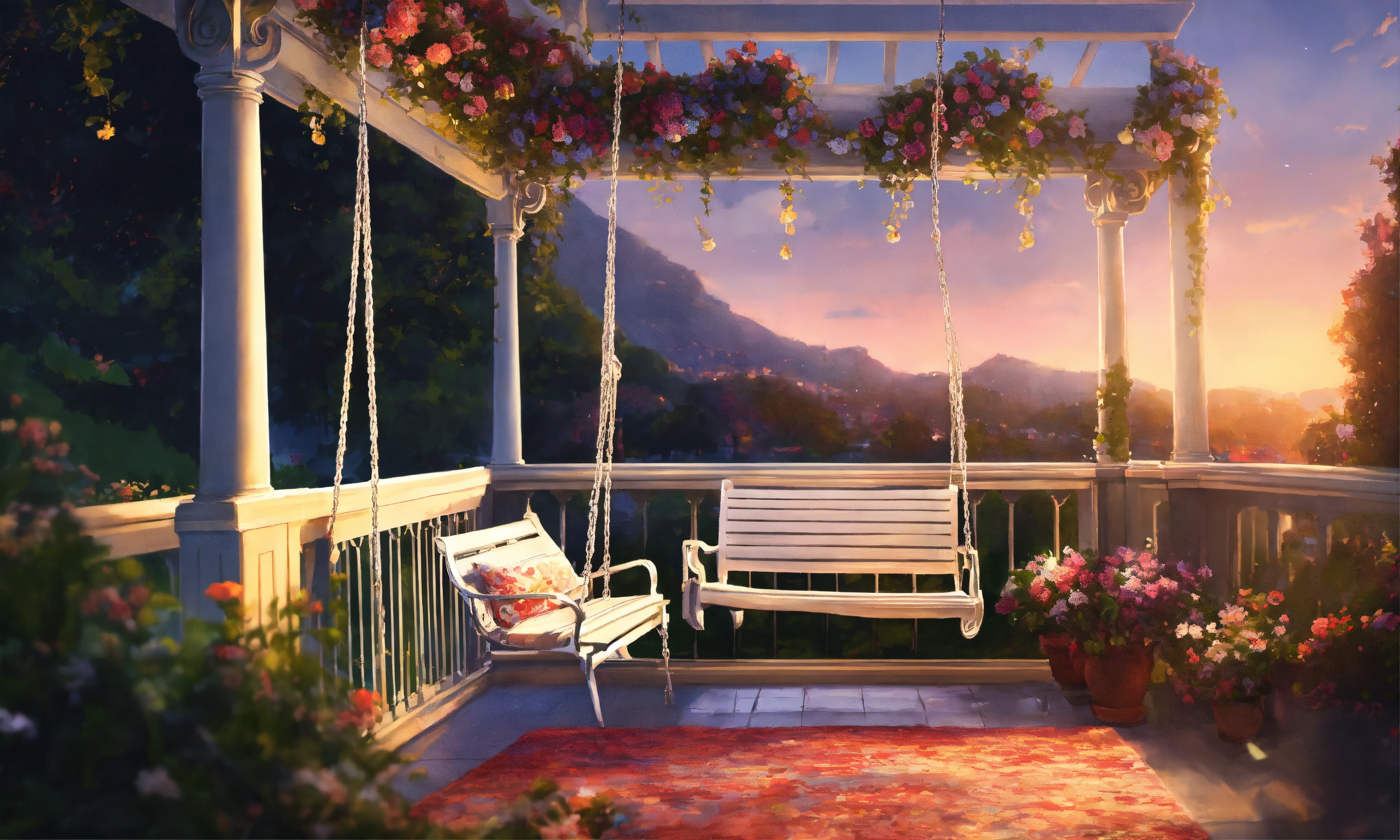 Lexica - Epic shot of a ultra detailed Veranda with white railings and ...