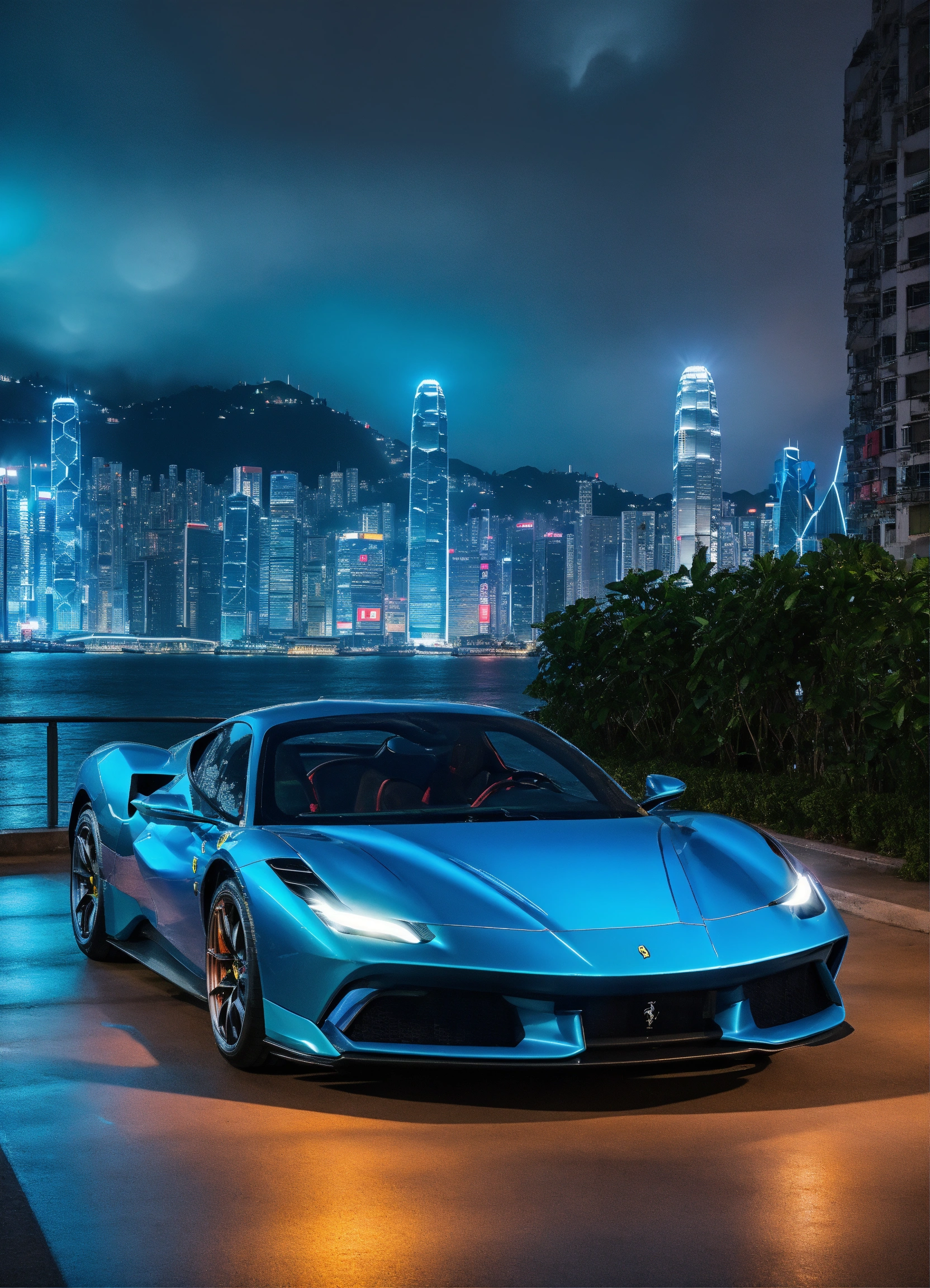 Lexica - 2023 Ferrari SF90 Stradale cyan, doors opened, metallic ...