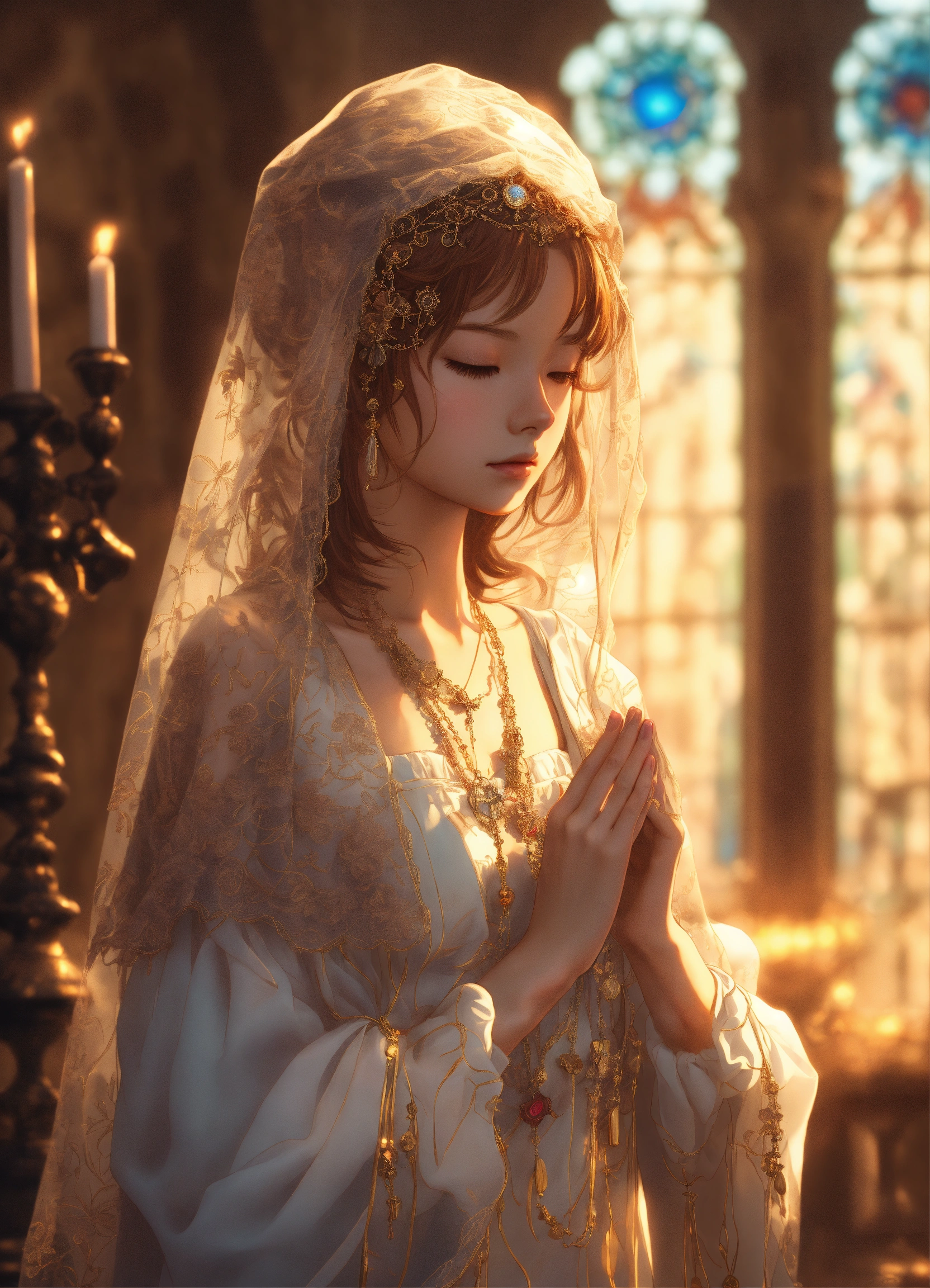 Lexica - Anime art of a girl, young, beautiful, veil, detailed scene ...