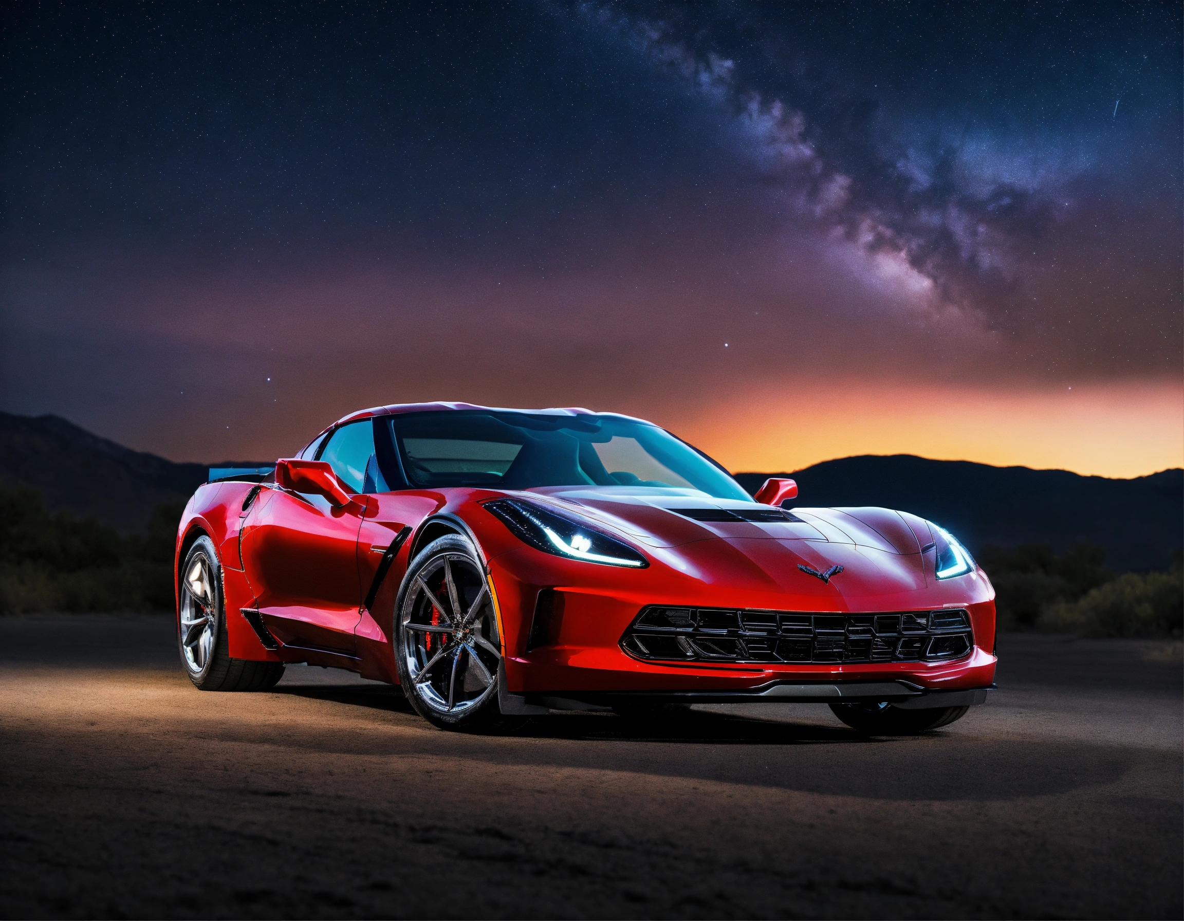 Lexica - Photorealistic color portrait of a 2022 chevy corvette against ...