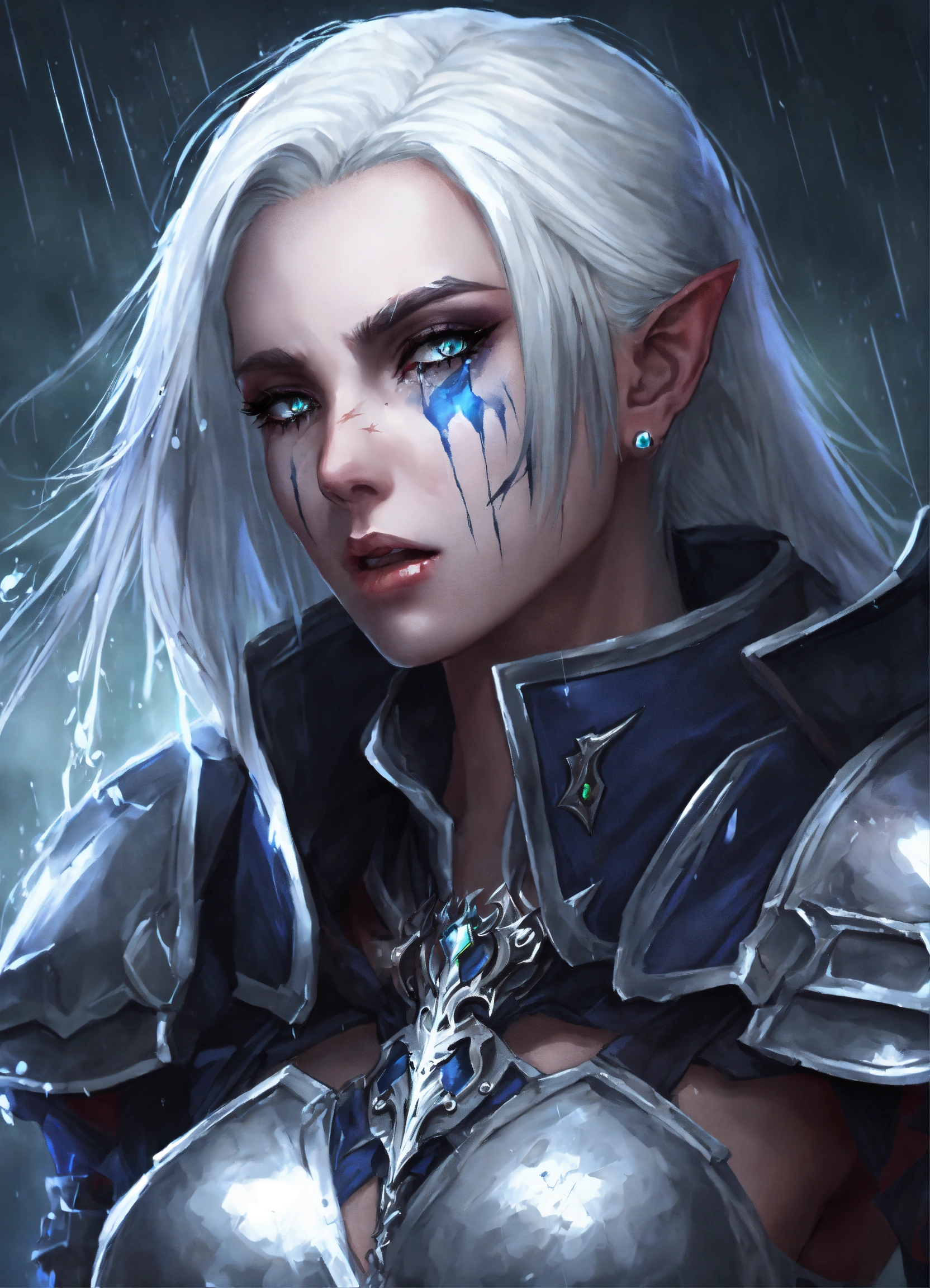 Lexica - Human female undead death knight, shining armor, cry, white ...
