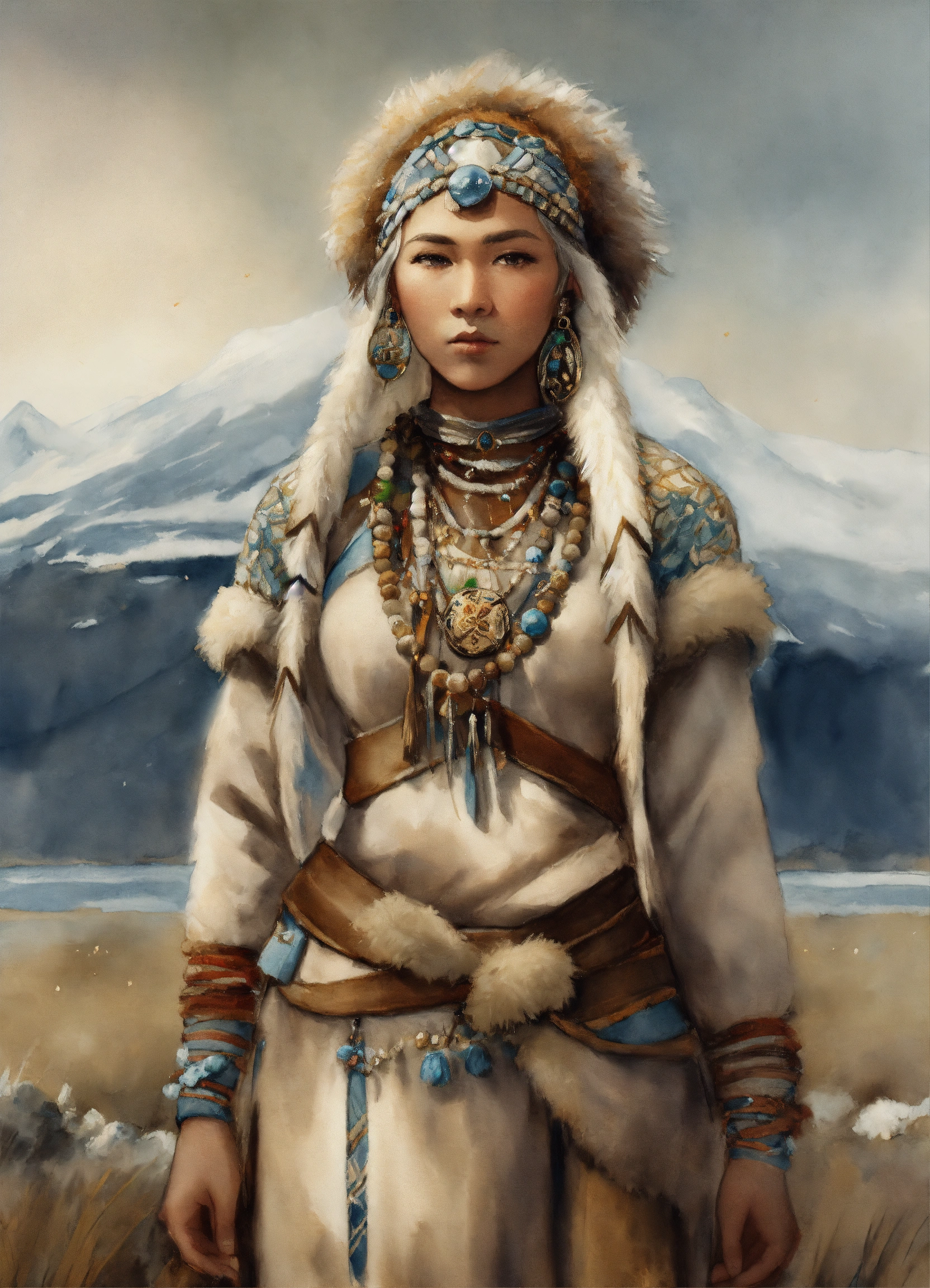 Lexica - Full body illustration of an elf inuit woman, beautiful ...
