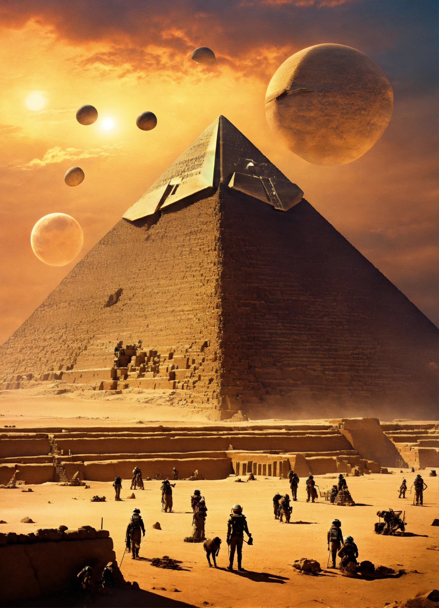Lexica - A multitude of aliens building the great pyramid , stones ...