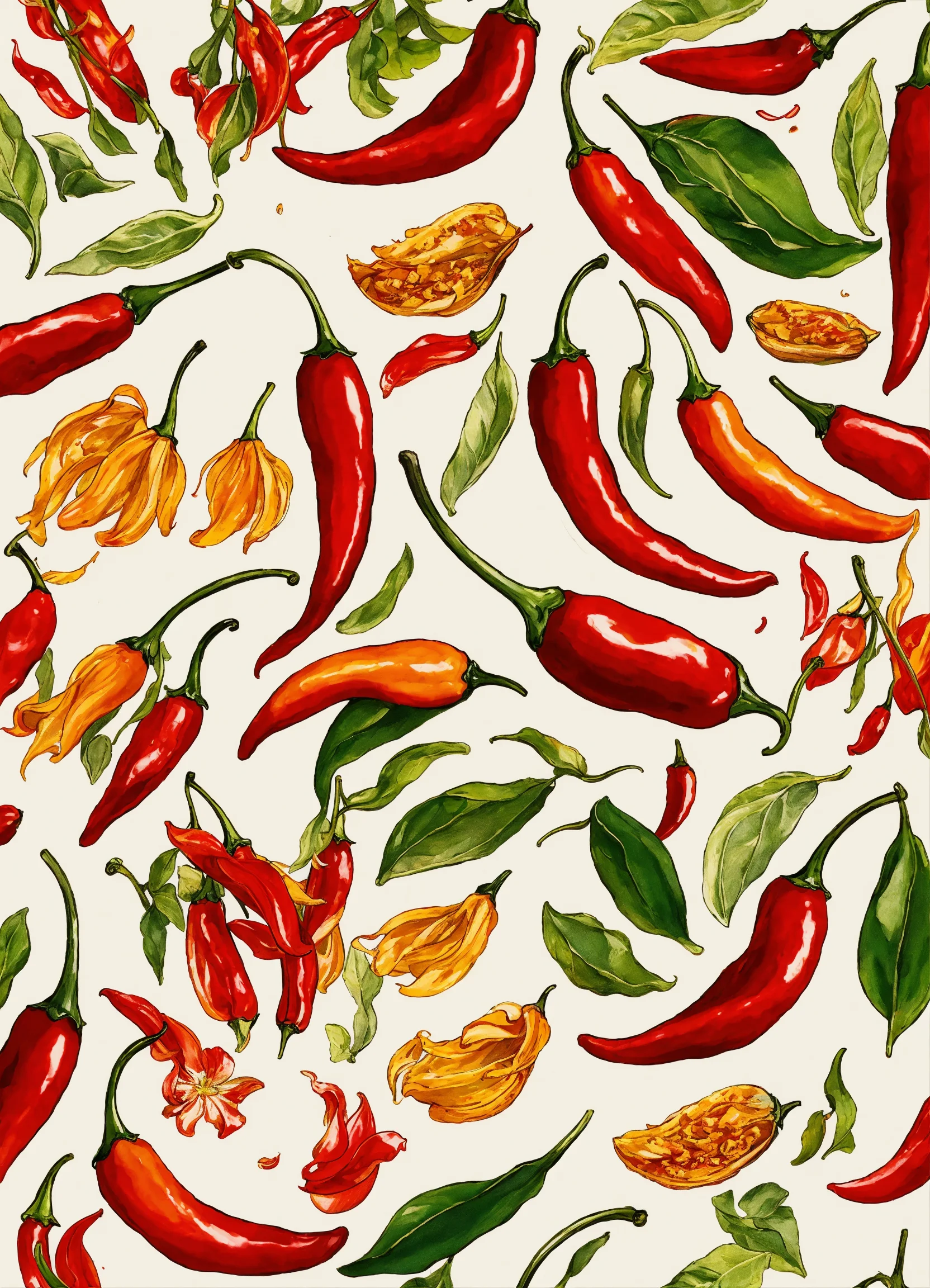 Lexica - A sheet illustrated with contemporary fiery thai chilis for a ...