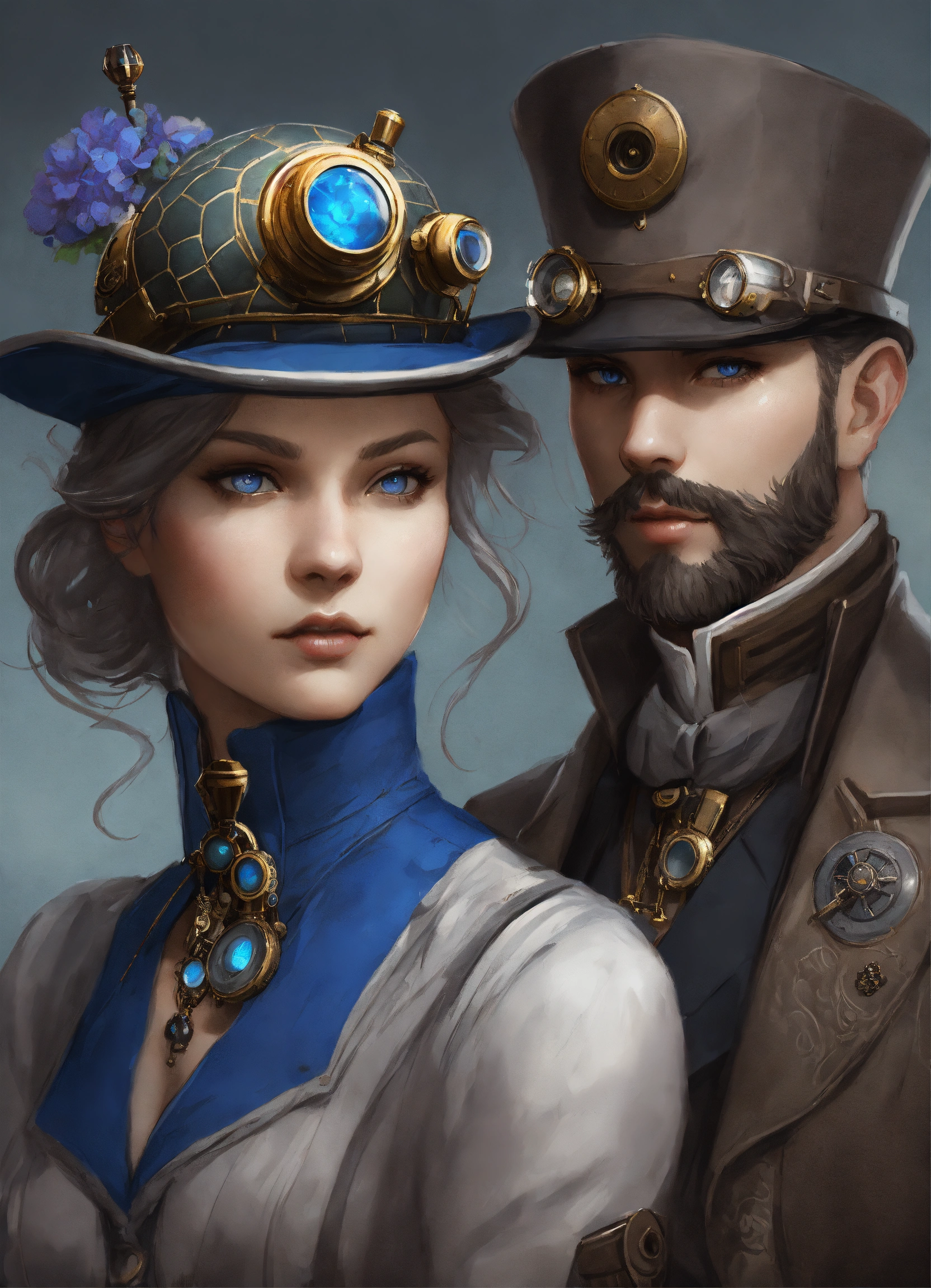 Lexica - A detailed portrait of male and female solid grey color grey ...