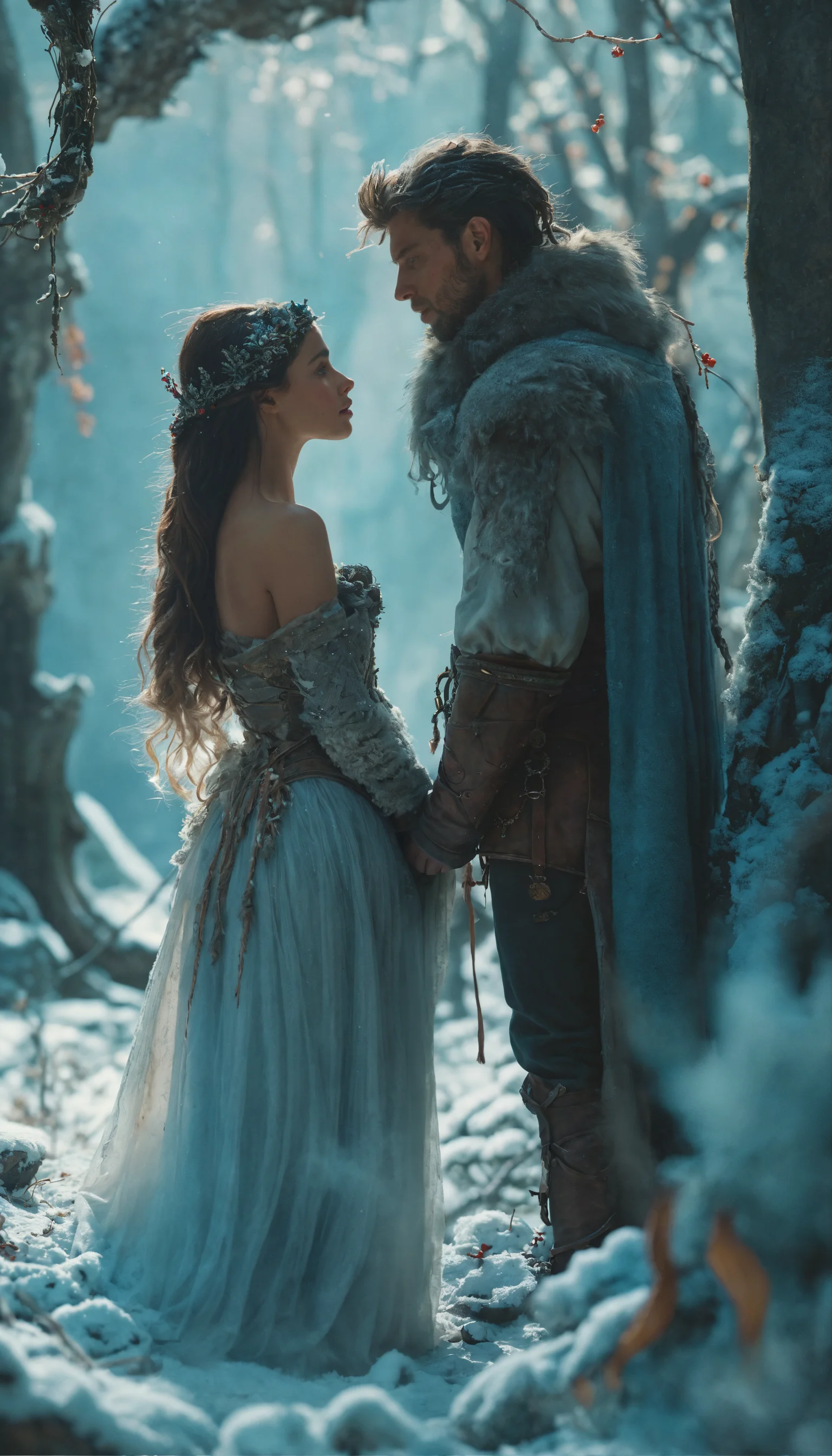 Lexica - Man and beautiful girl full-length, winter fairy tale, fantasy ...