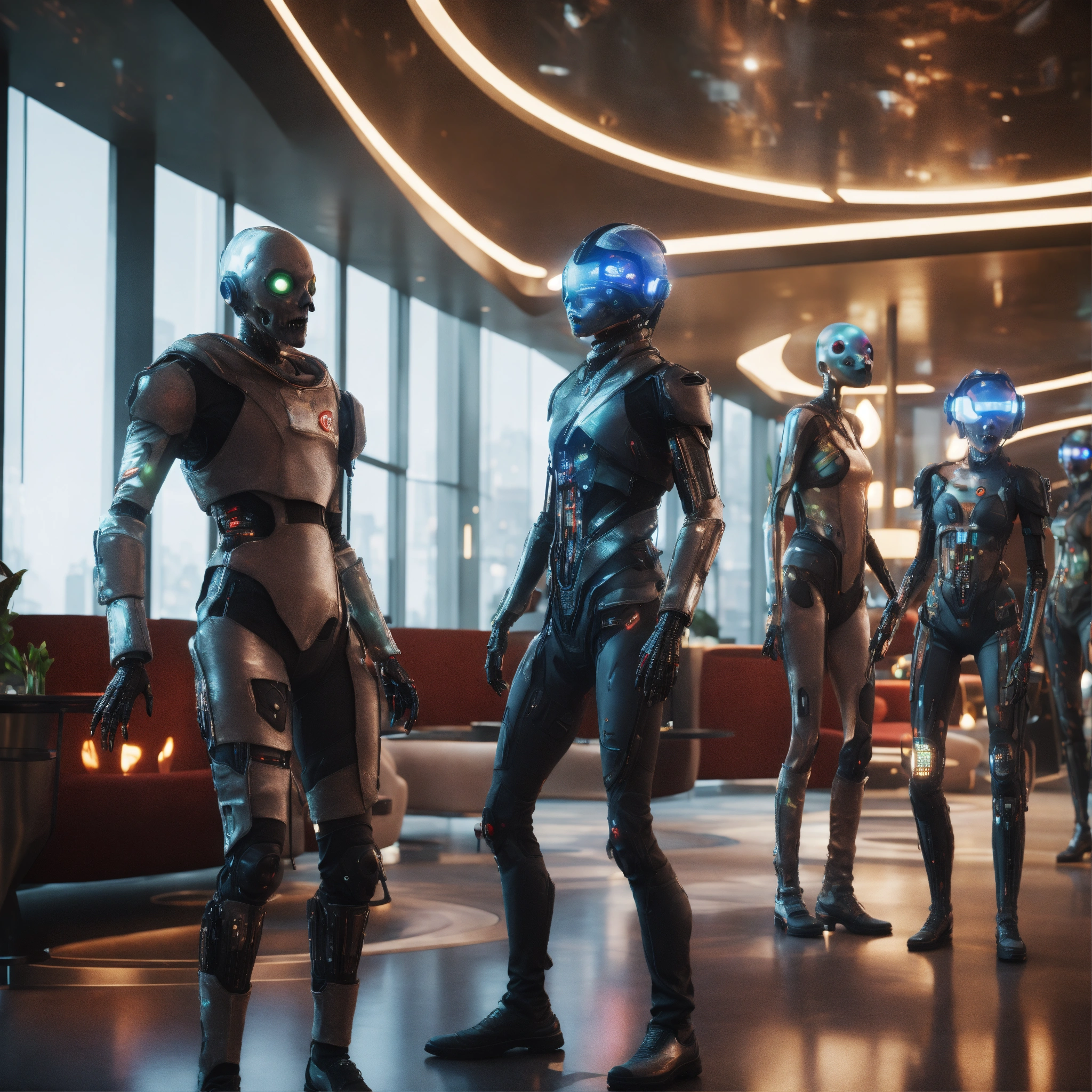 Lexica - Group of humanoid zombies wearing ripped futuristic space ...