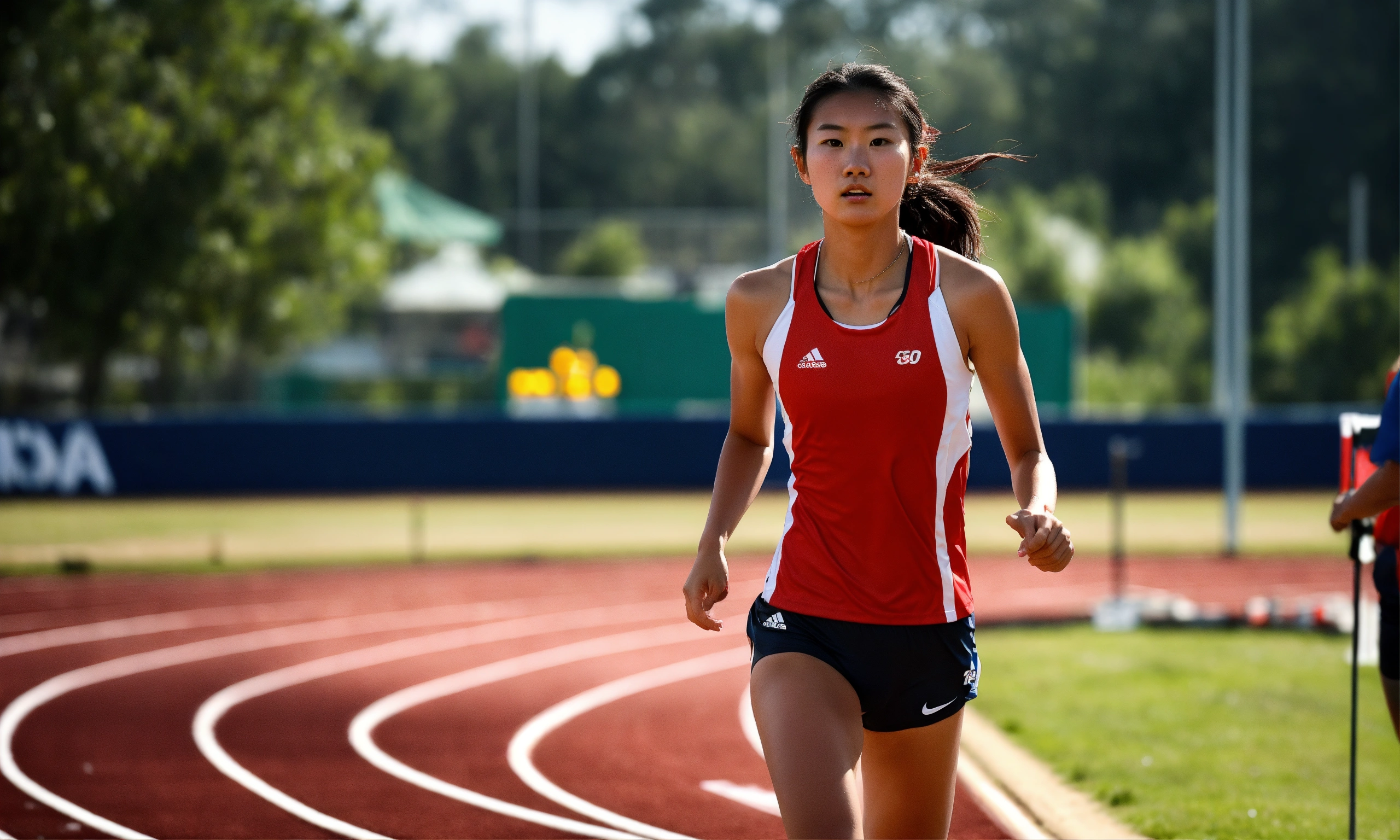 Lexica - Mid-day at a track field. Close-up shot of an 18-year-old ...