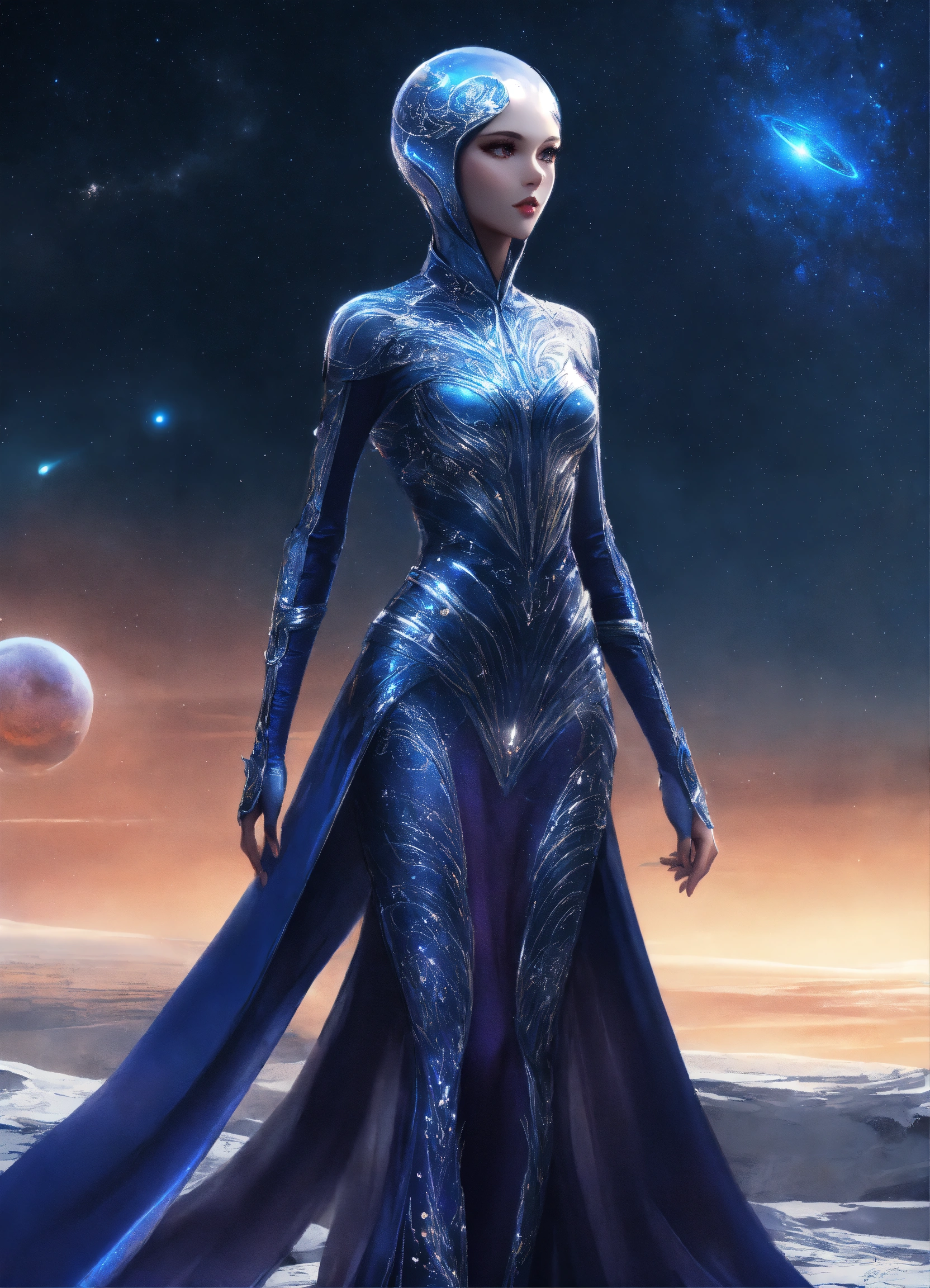 Lexica - A Alien, Alienrace female Alien_goddess beauty longdress ...