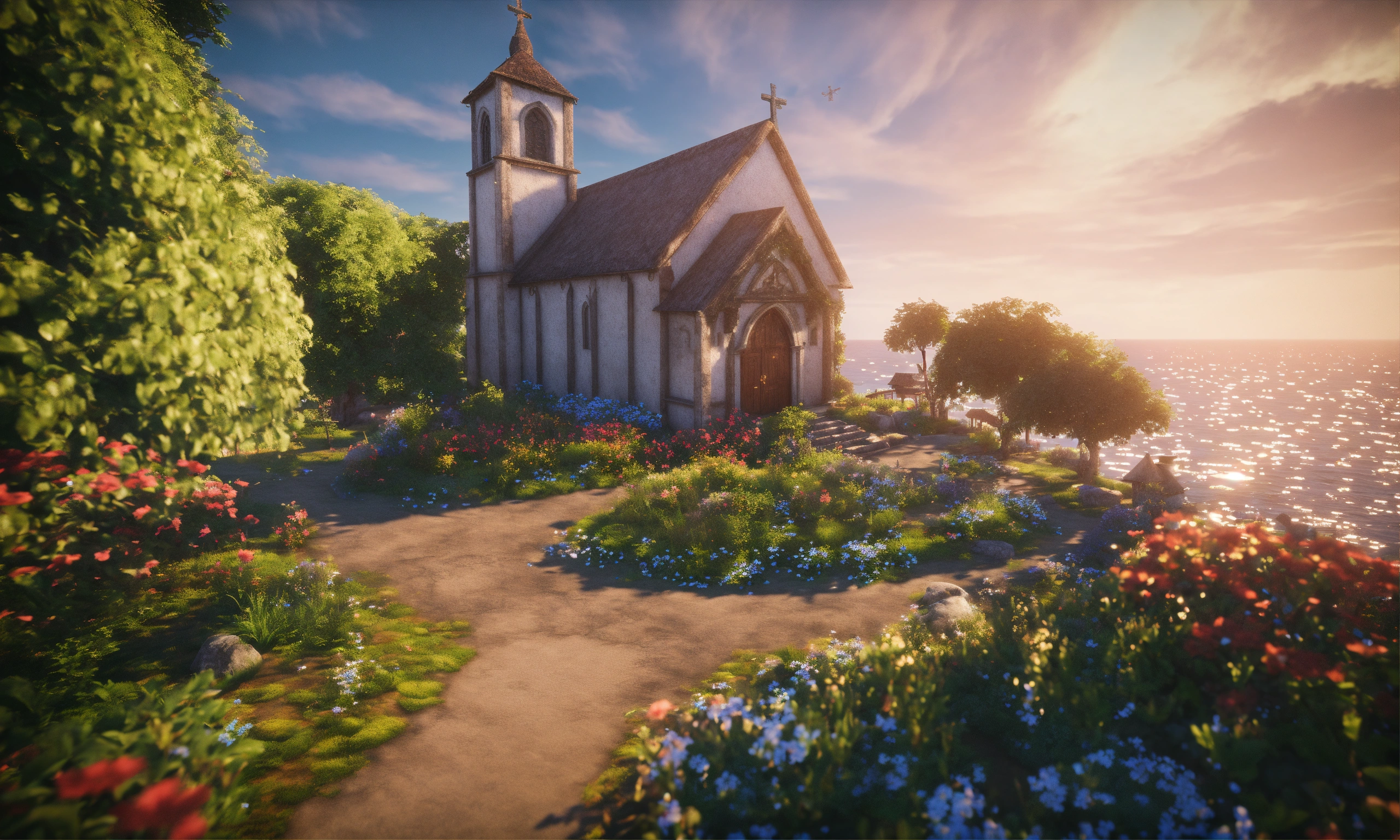 Lexica - Unreal engine 3d heavenly background with a beautiful sky and ...