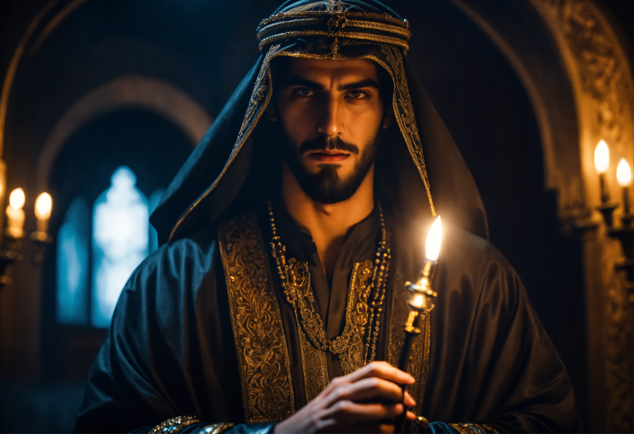 Lexica - Portrait of a young handsome evil Middle Eastern sorcerer ...