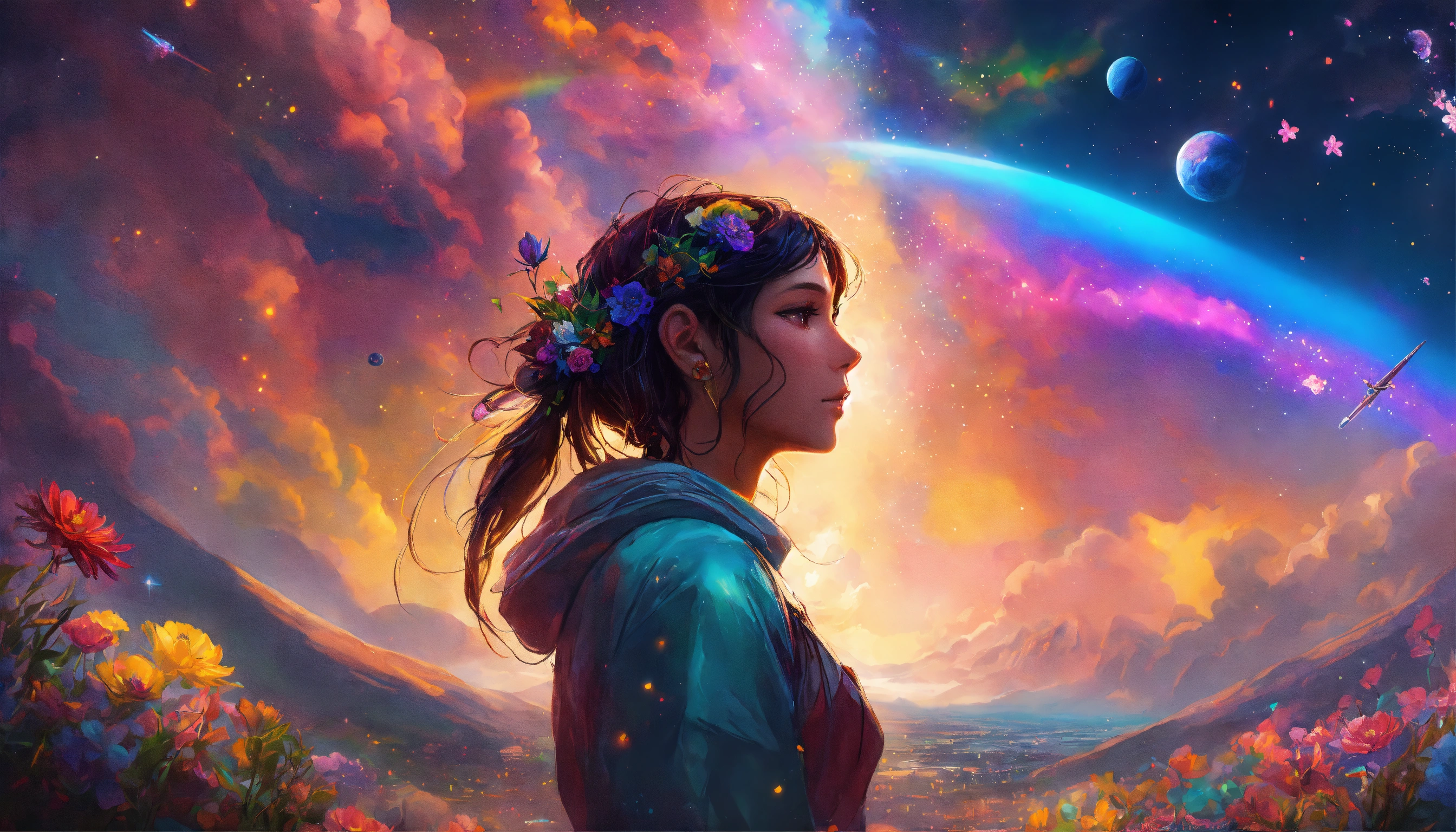 Lexica - Cyberpunk digital painting of a woman surrendering deep to ...